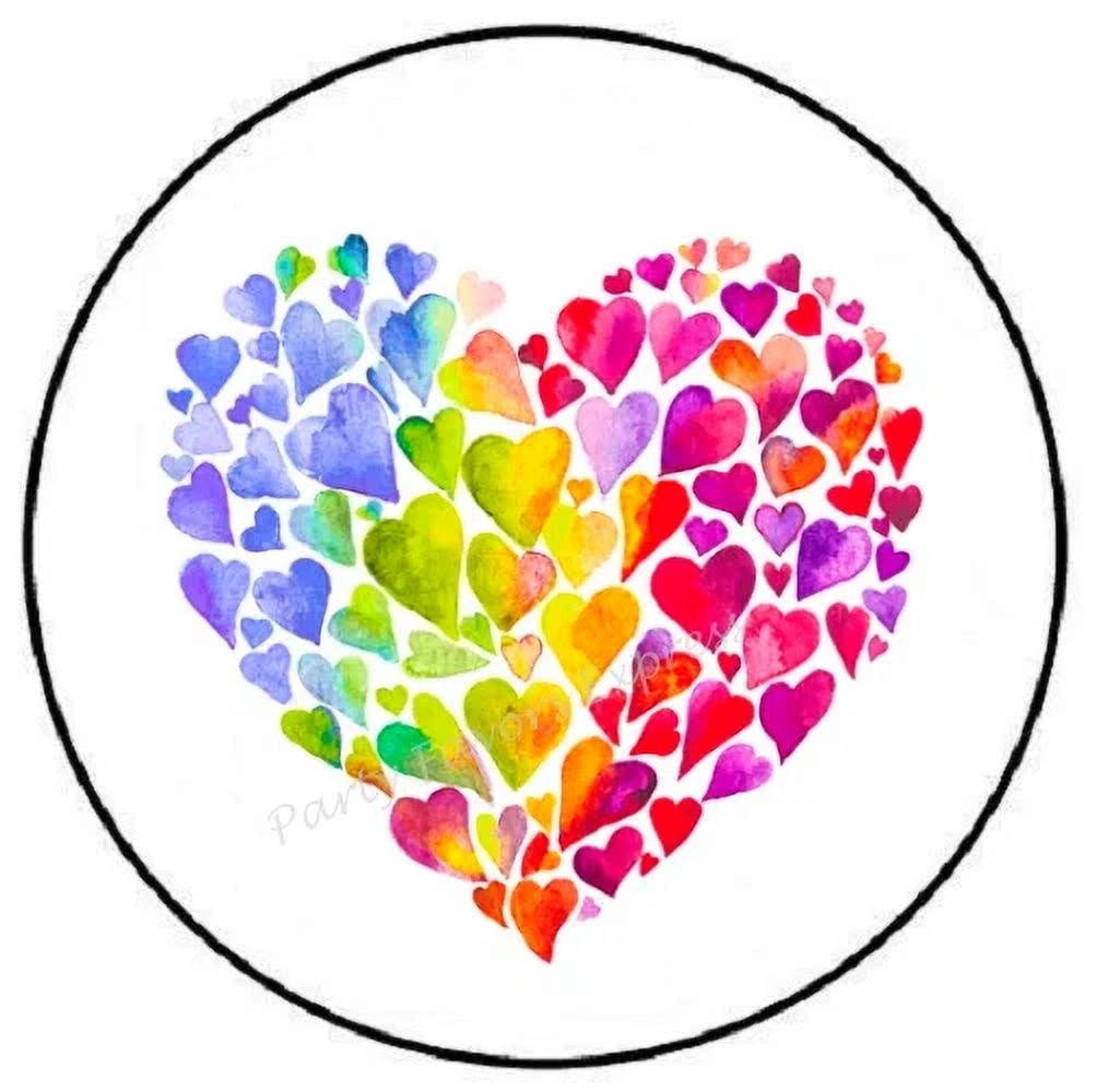 Watercolor Multicolor Heart Stickers Party Favors Phone Decal Water ...