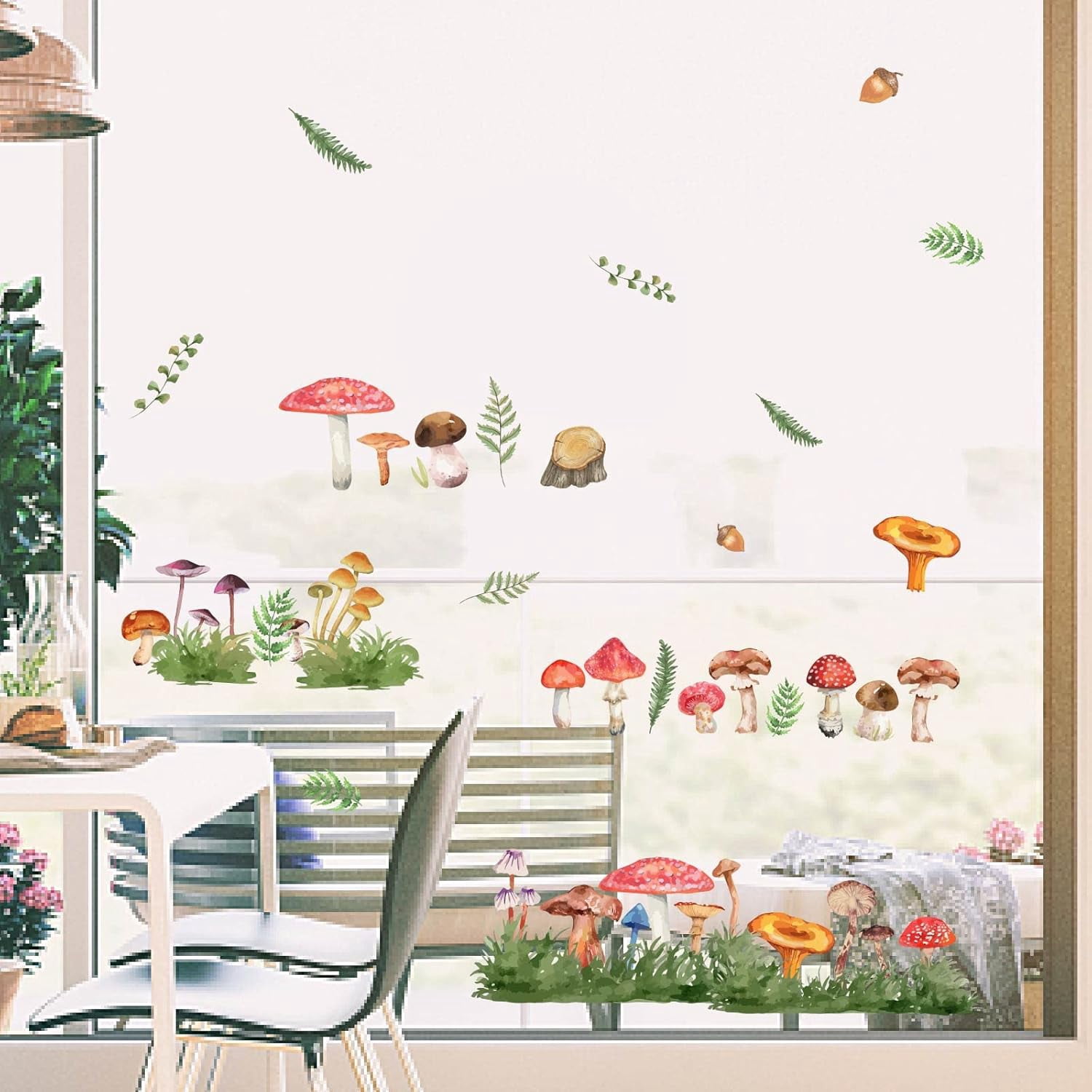 Watercolor Mushroom Wall Sticker Grassland Wall Decor Tropical Plant ...