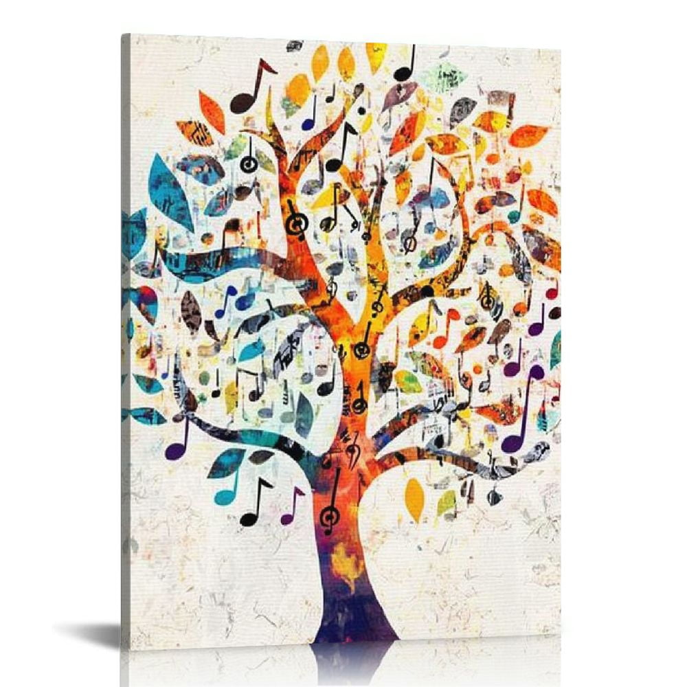 Watercolor Music Tree Canvas Wall Art Treble Clef Art Canvas Print ...