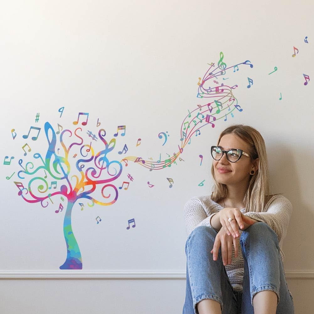 Watercolor Music Trees Wall Sticker Music Wall Decor Music Notes Self ...