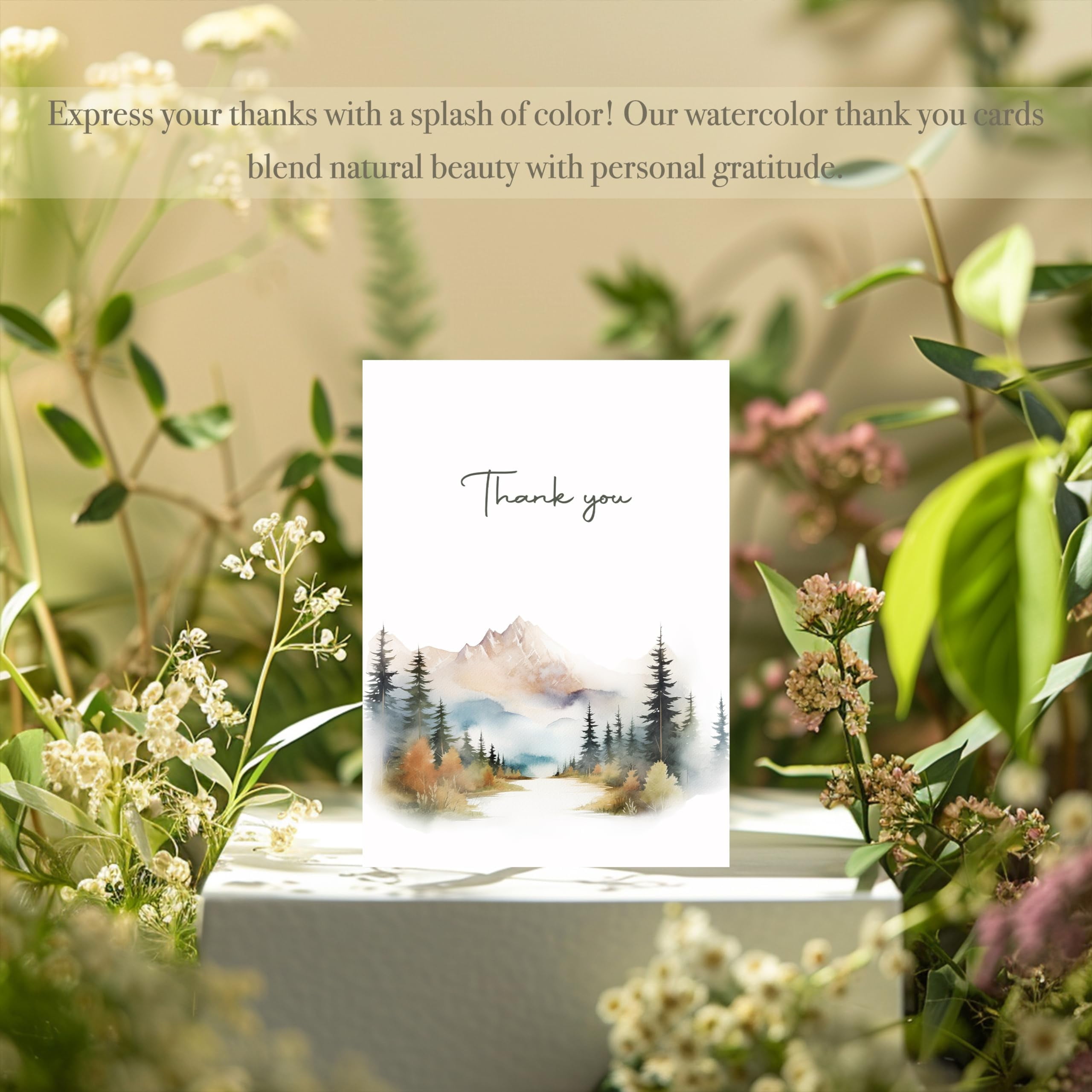 Watercolor Nature Forest Thank You Cards Set of 20, Blank Greeting ...