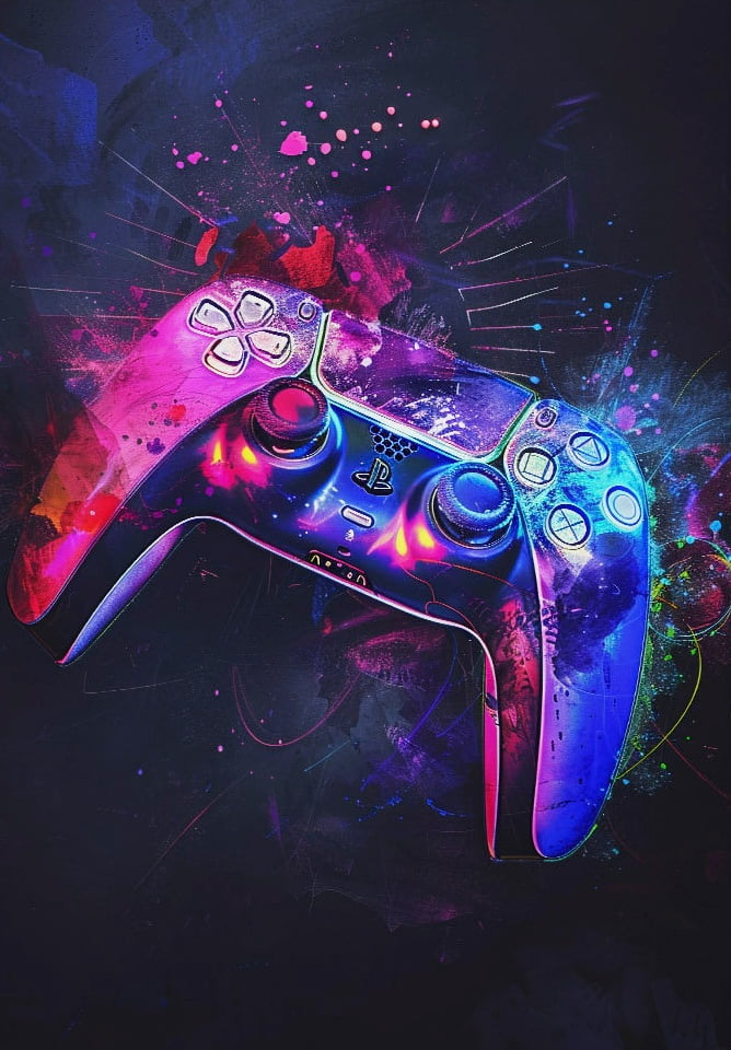Watercolor Neon Video Game Posters XBOX Prints GamePad Headset Canvas ...
