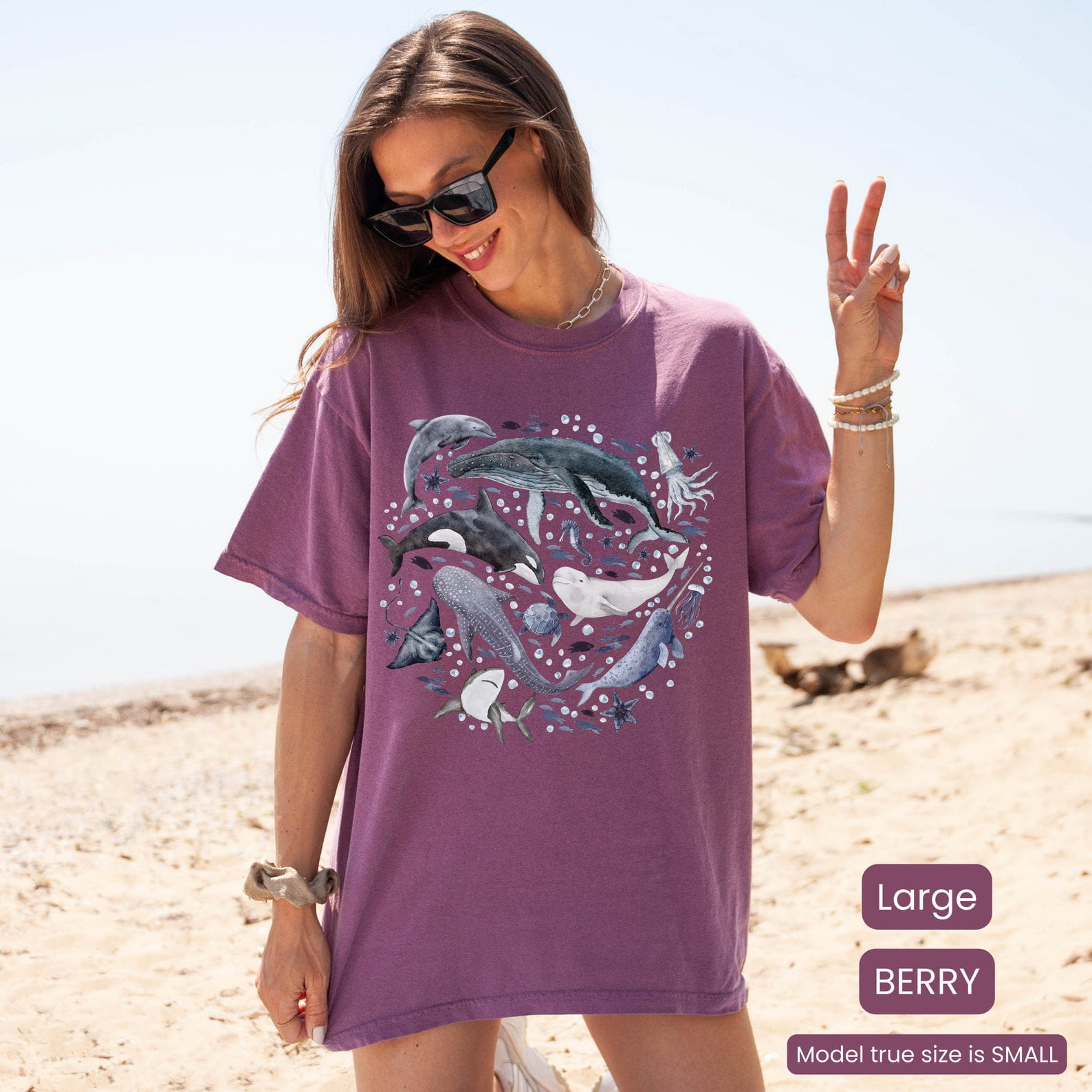 Watercolor Ocean Animals Whales Shirt Gift Surf Beach Bum Ocean T shirt ...
