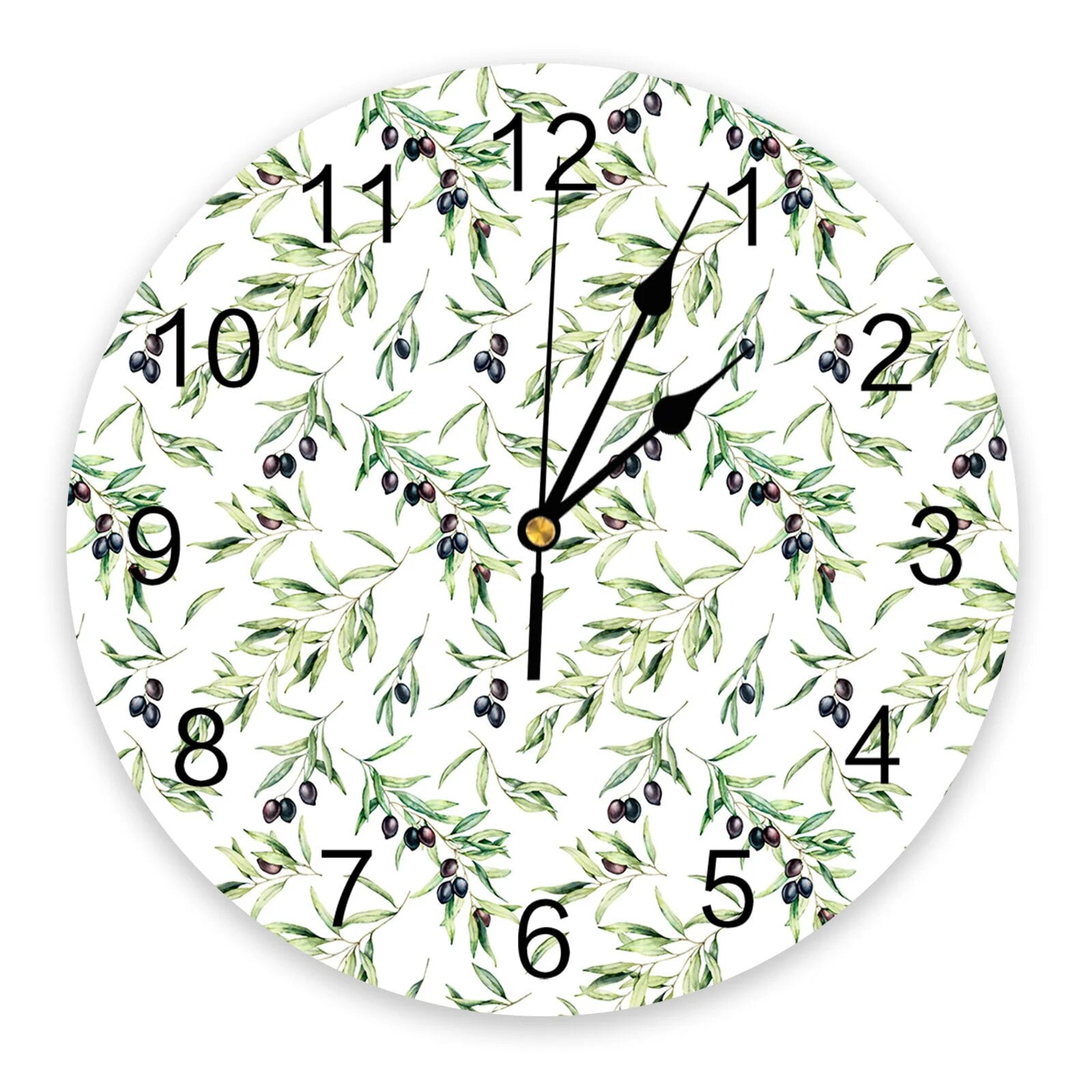 Watercolor Olive Leaf Texture Clocks Wall Home Decor Modern Kitchen ...