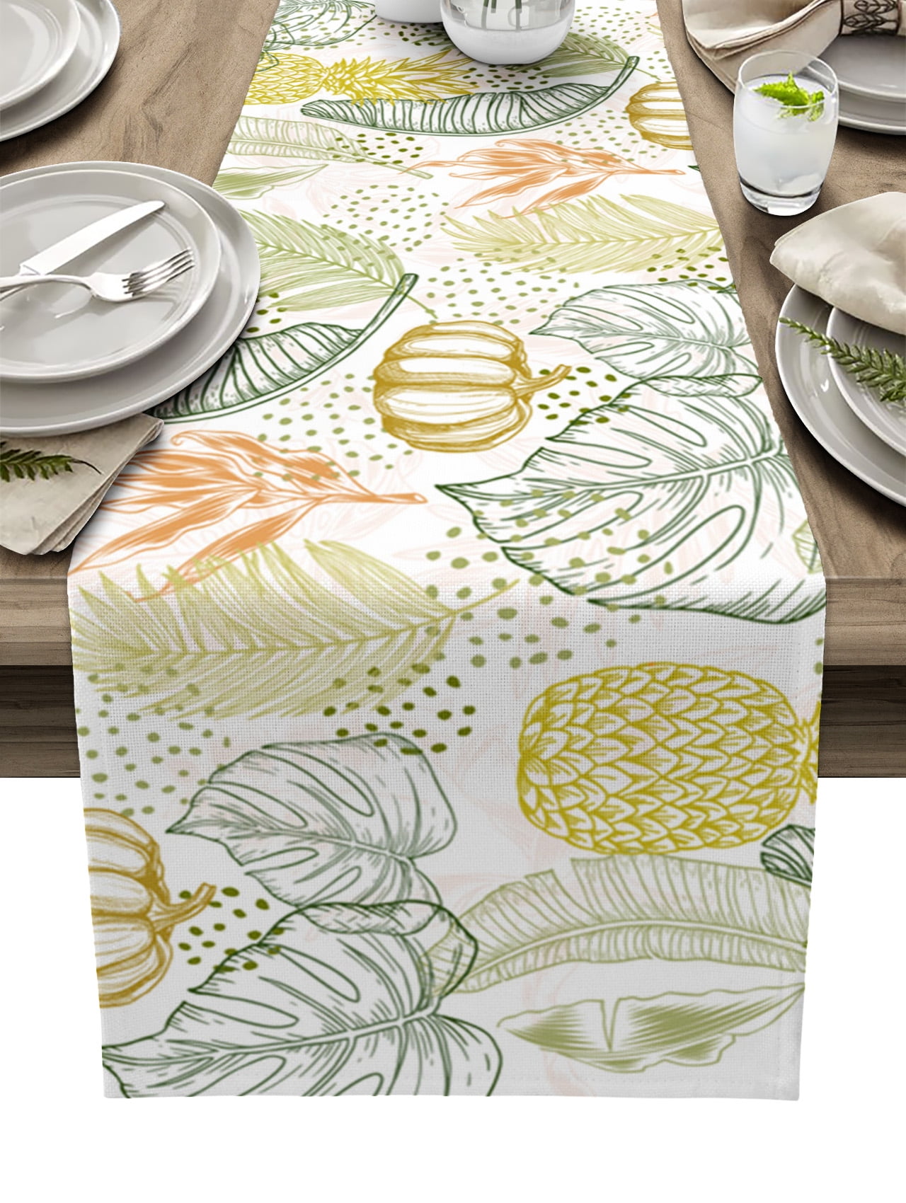 Watercolor Olive Leaf Texture Table Runner Home Wedding Table Flag Mat ...