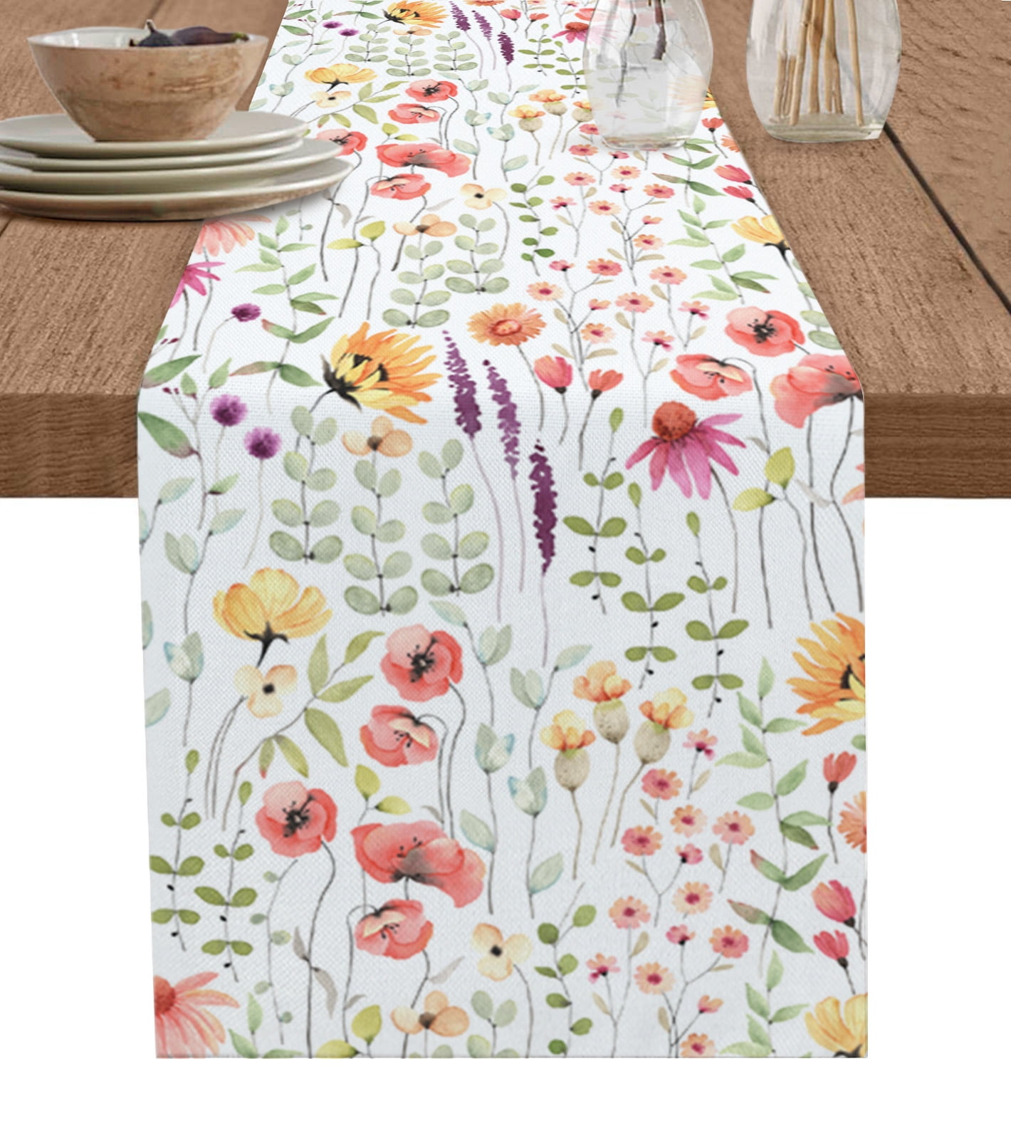 Watercolor Olive Leaf Texture Table Runner Home Wedding Table Flag Mat ...