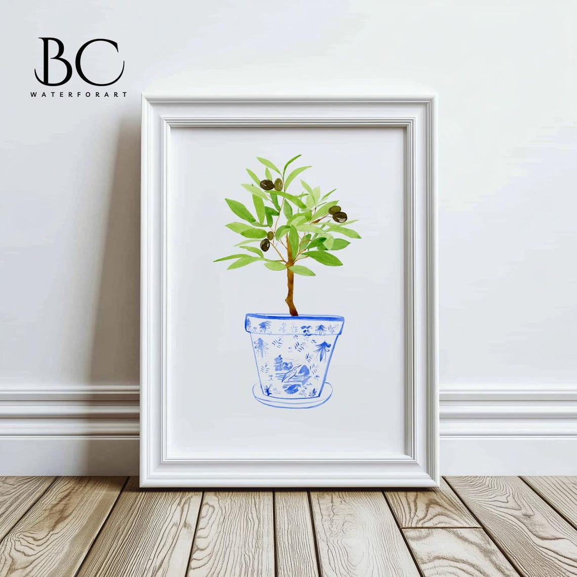 Watercolor Olive Tree Art Print, Chinoiserie Planter Olive Tree Olive ...