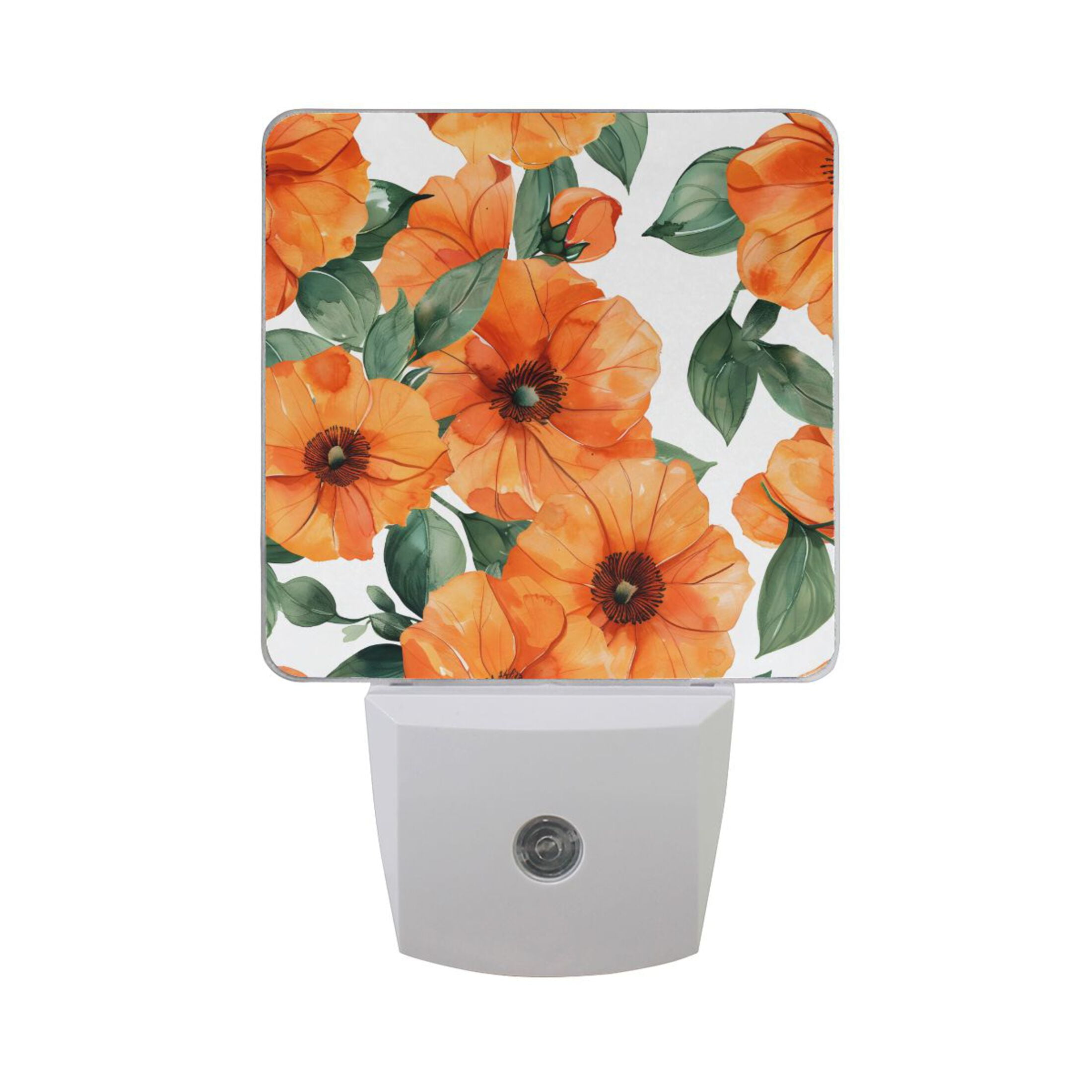 Watercolor Orange Flowers Night Light 2 Pack LED Nightlight Plug into ...