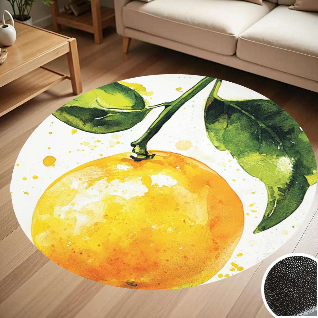 Watercolor Orange Fruit Print Round Carpet Living Room Bedroom Home ...