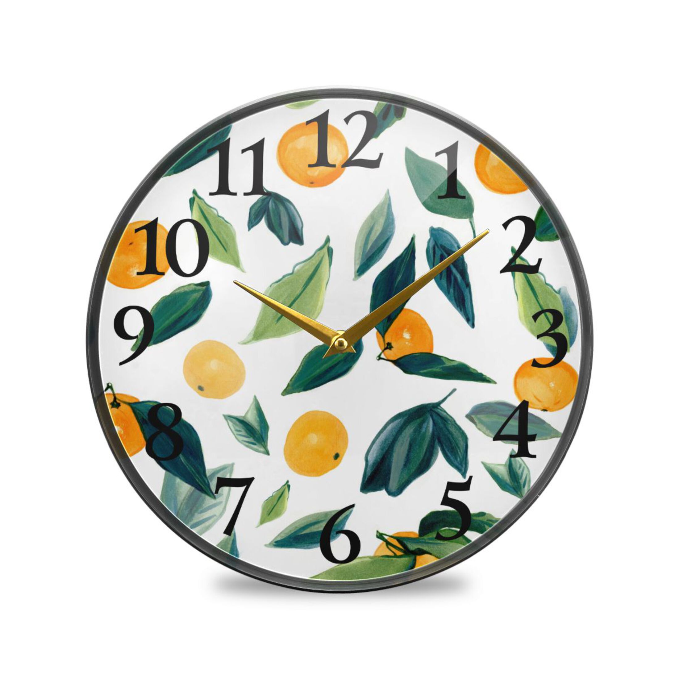 Watercolor Orange Leaves Wall Clocks Battery Operated 9.5 Inch Round ...