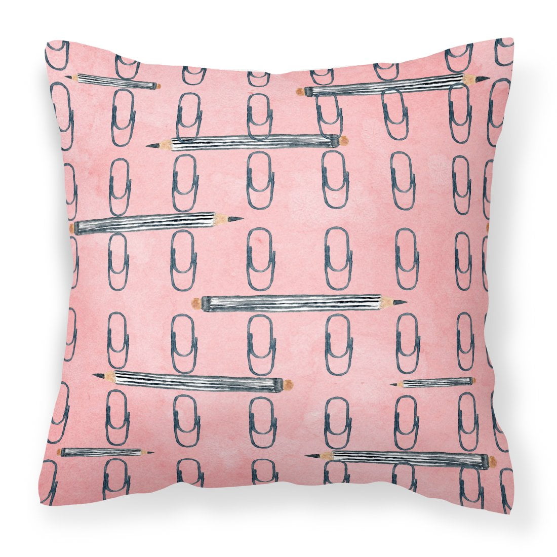 Watercolor Organized Paper Clips Pink Fabric Decorative Pillow ...