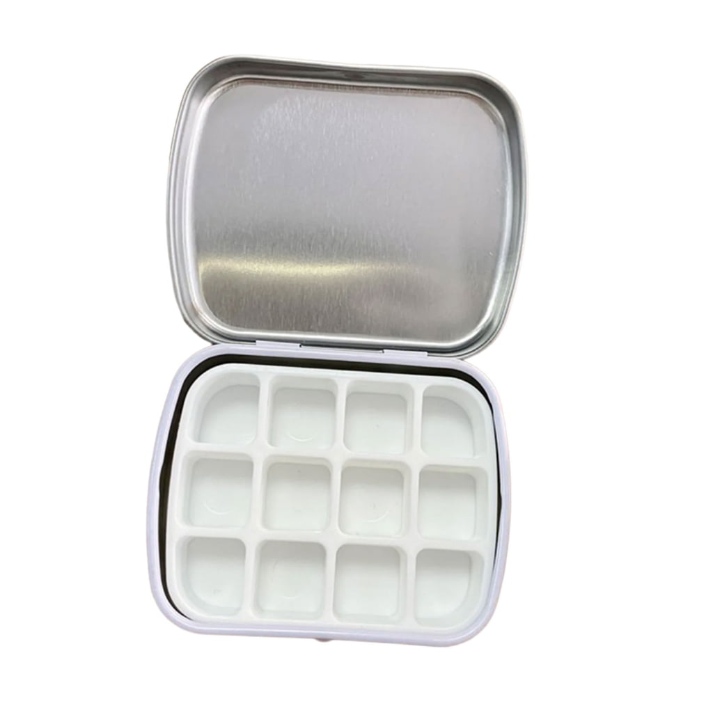 Watercolor Paint Case Leakproof Lid 12 Well Metal Paint Box Mixing Tray ...