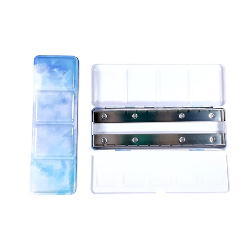 Watercolor Paint Case Leakproof Lid 24 Well Metal Paint Box Mixing Tray ...