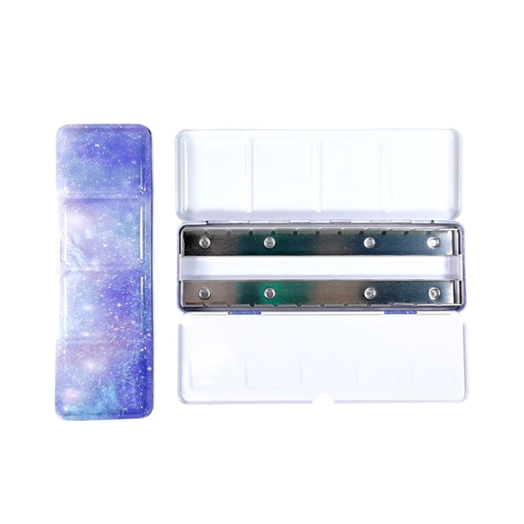 Watercolor Paint Case Leakproof Lid 24 Well Metal Paint Box Mixing Tray ...