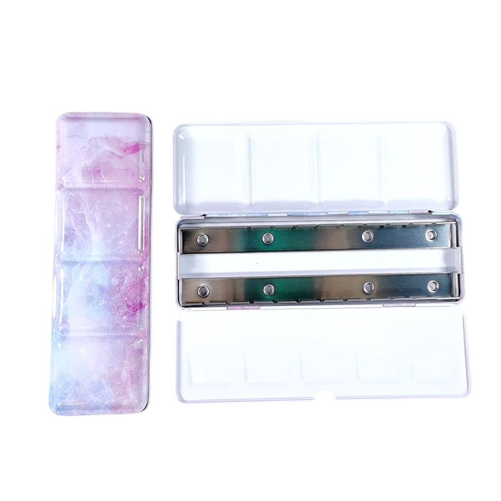 Watercolor Paint Case Leakproof Lid 24 Well Metal Paint Box Mixing Tray ...