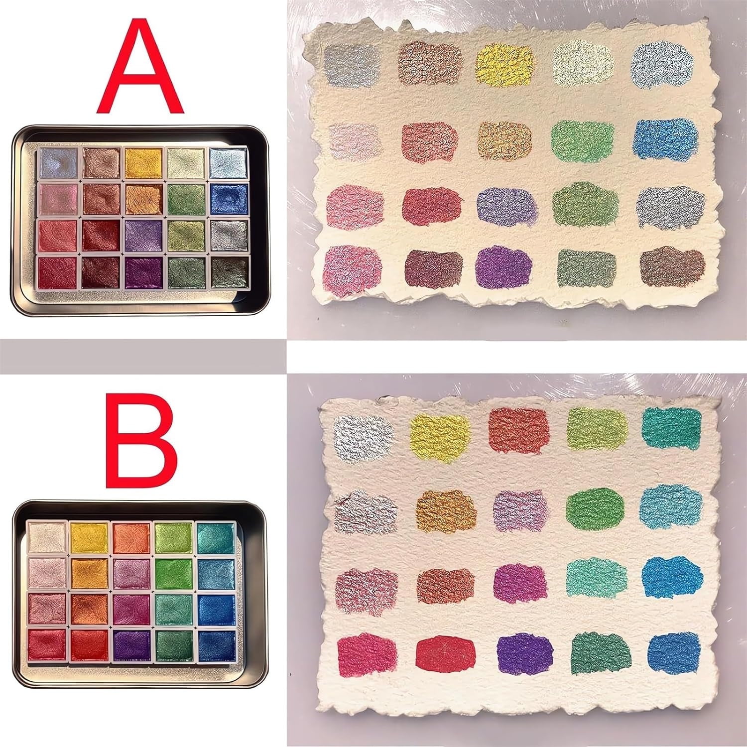 Watercolor Paint Set 20 Colors Pearl Solid Pigment | Shimmering ...