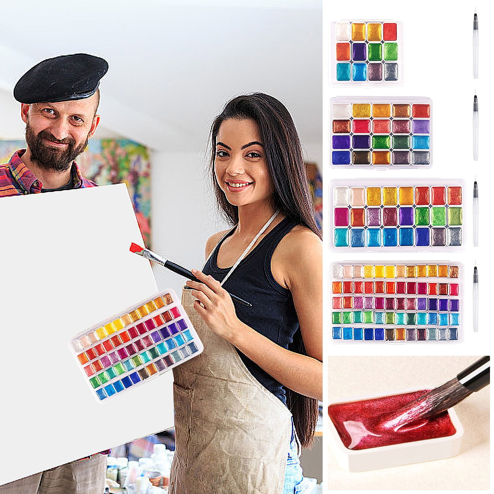 Watercolor Paint Set 20 Colors | Pearl Solid Watercolor Pigments | Shimmery Finish - High ...