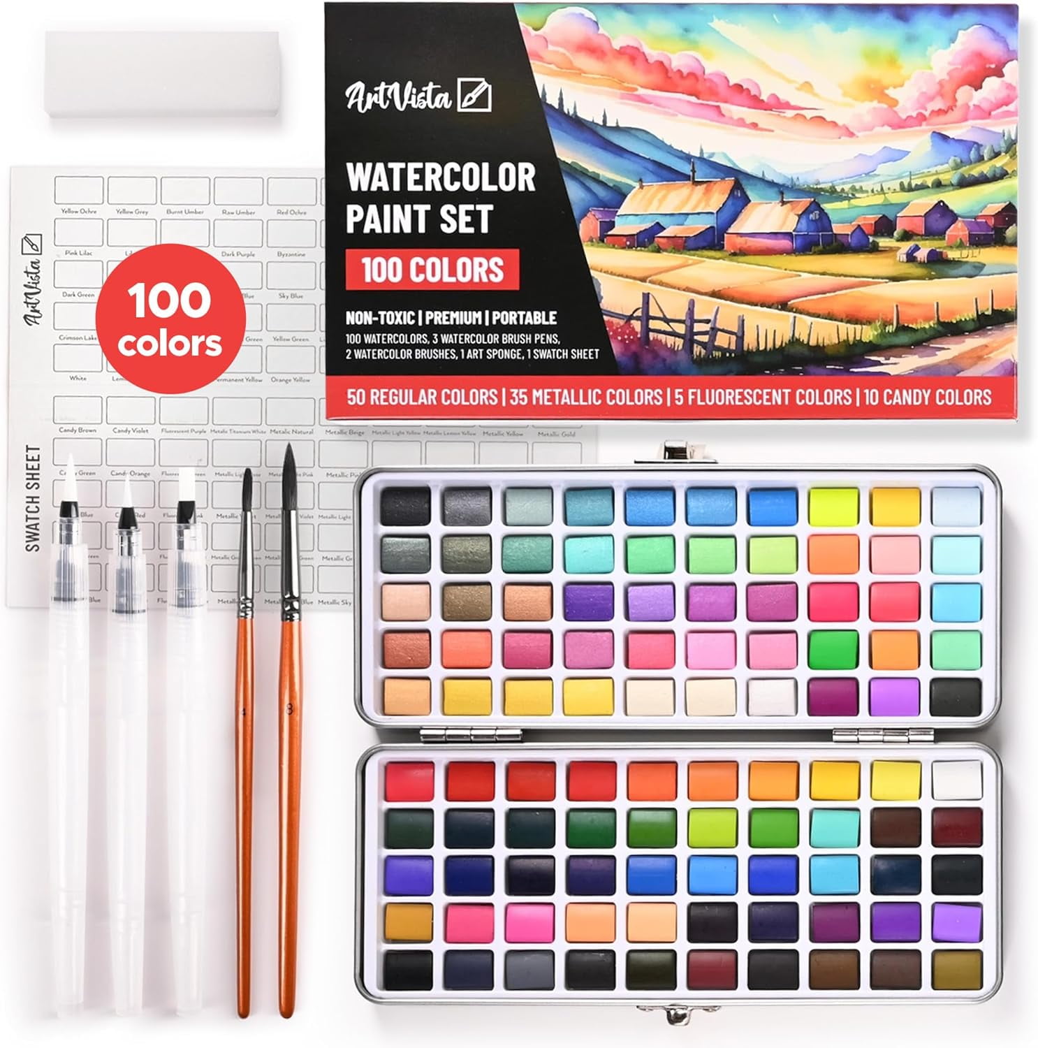 Watercolor Paint Set with 100 Bright Colors: for Adult Beginners ...