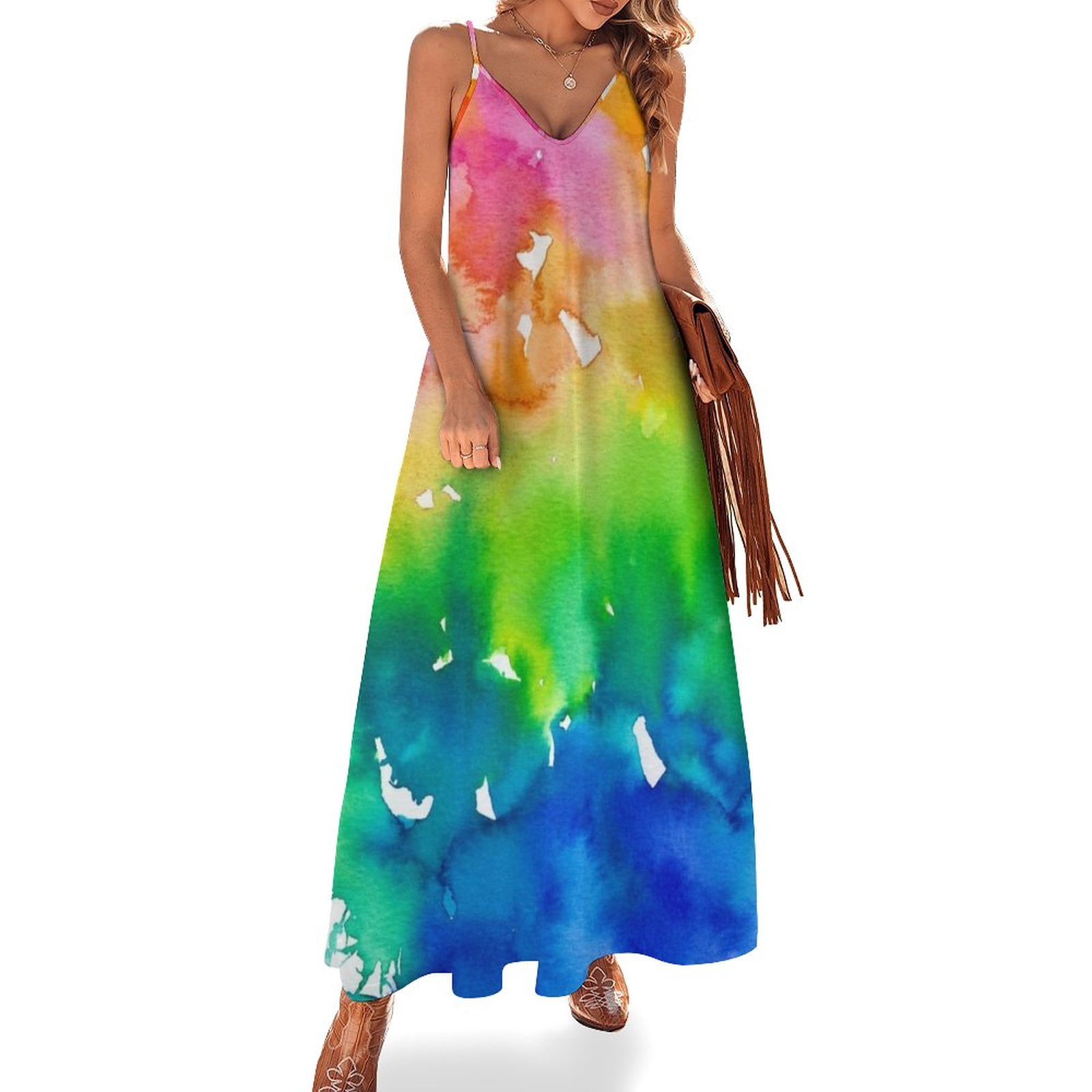 Watercolor Paint Splash Art Sleeveless Dress Women dresses summer ...