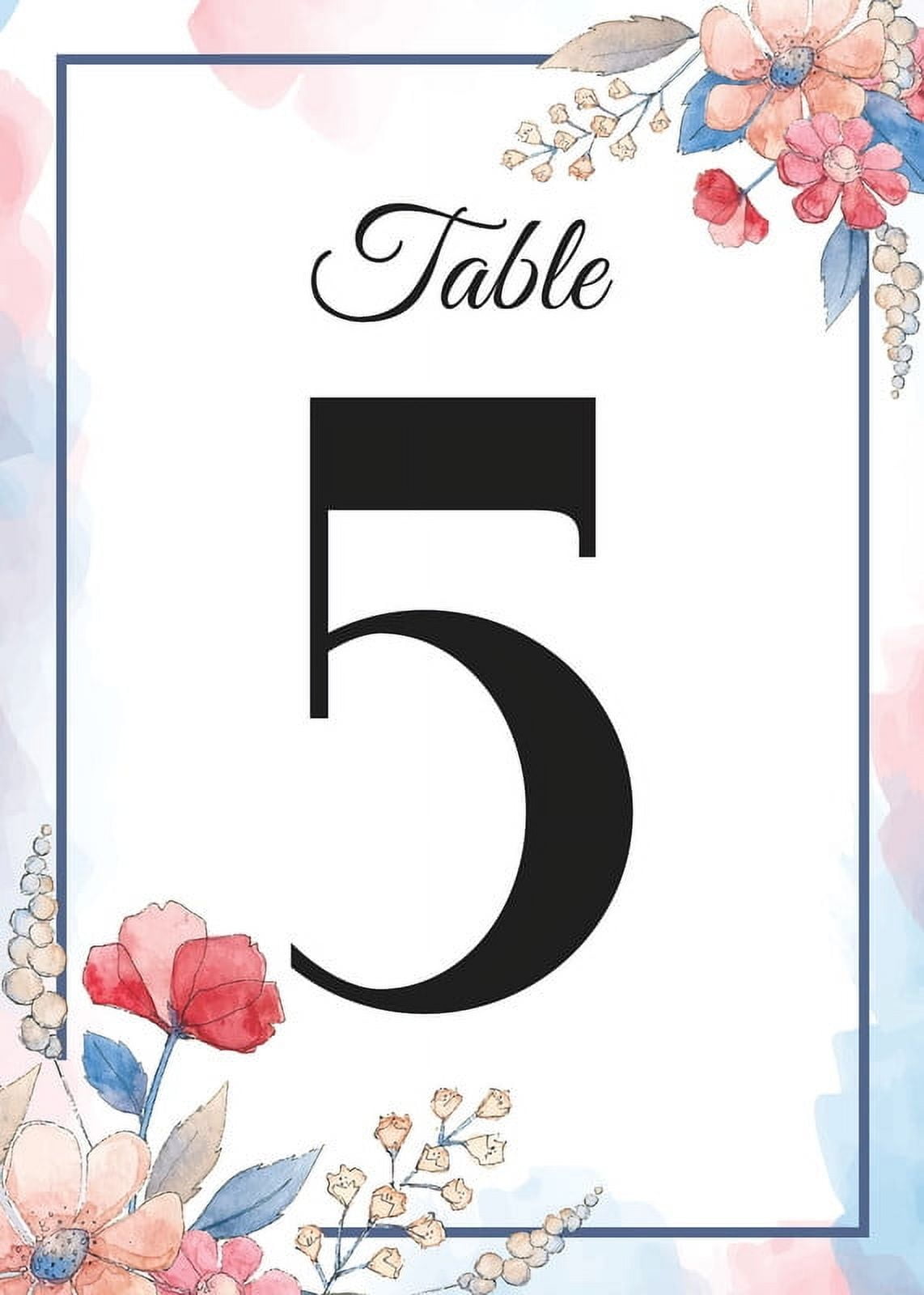 Watercolor Painting 76 Pieces Wedding Table Numbers Cardss 1-75 Double ...