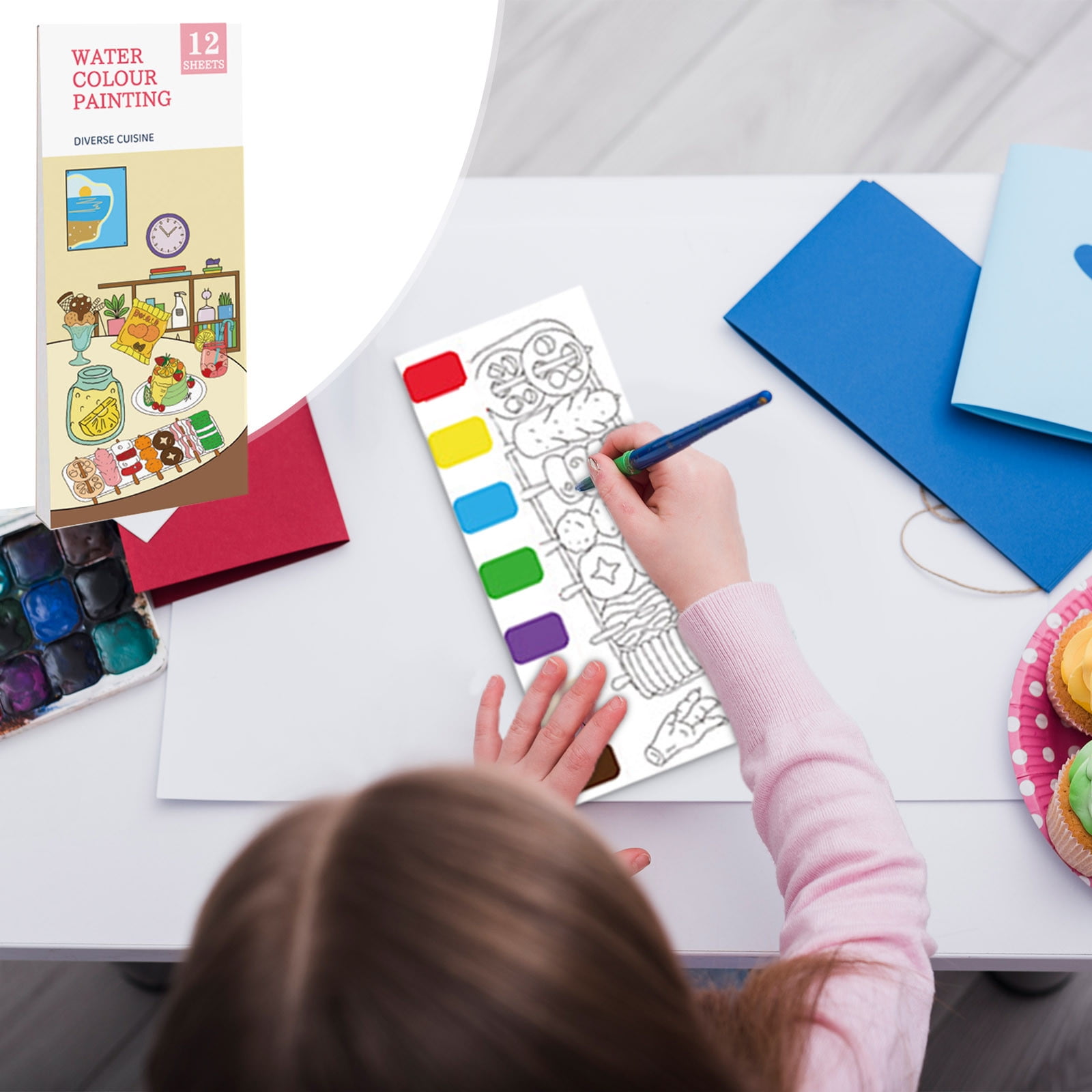 Watercolor Painting Book for Minors, Diy Art Activity Set with Brush ...