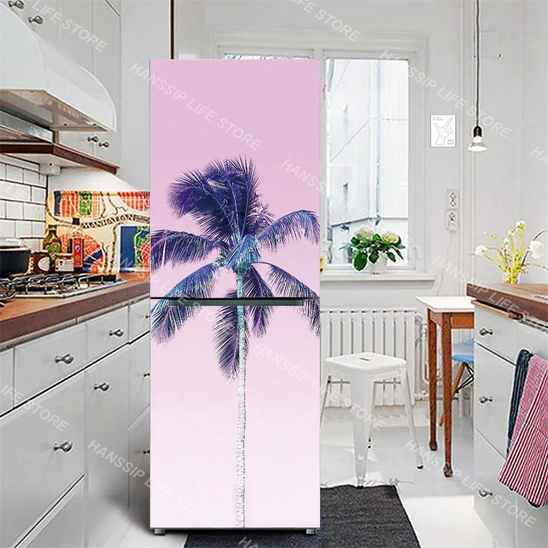 Watercolor Painting Creative Refrigerator Door Wrap Stickers Kitchen ...