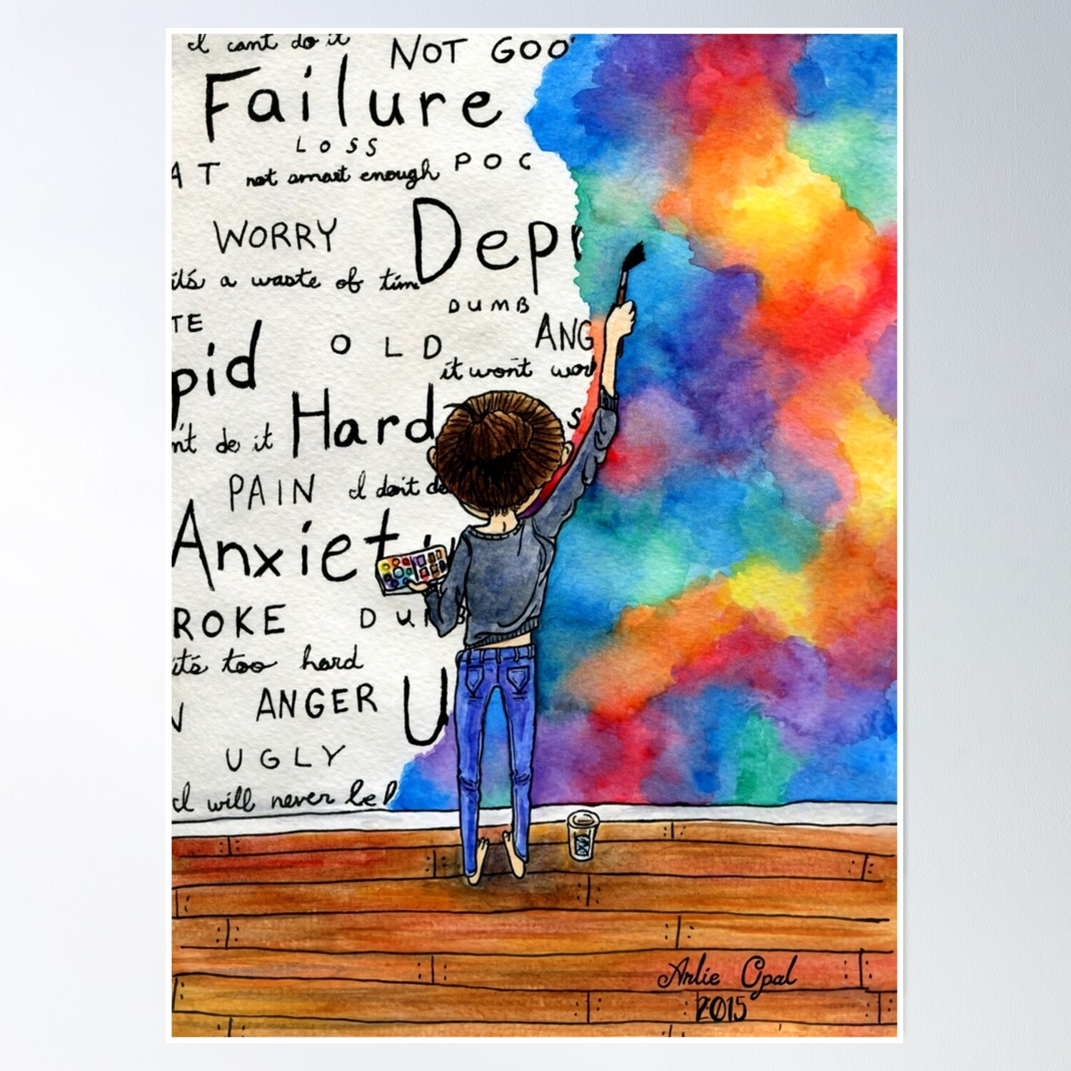 Watercolor Painting Depression Poster Wall Art, Modern Wall Decor ...