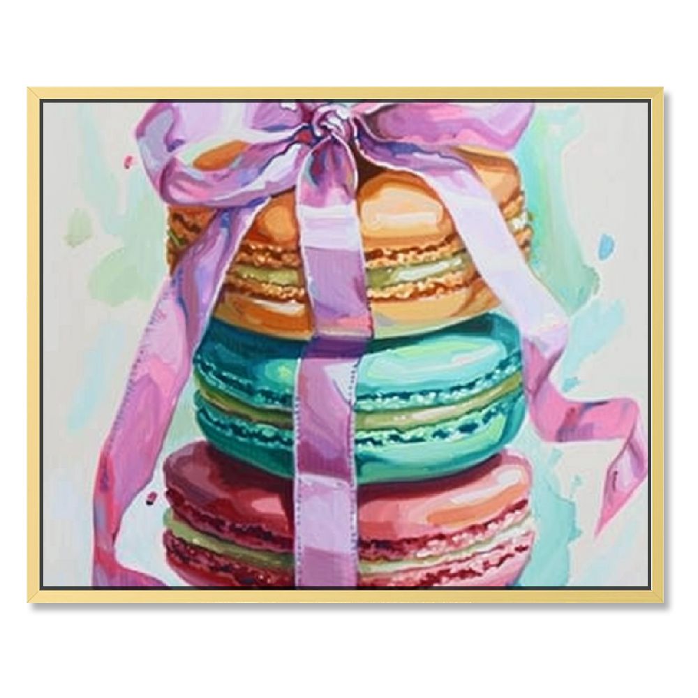 Watercolor Painting Paris Macarons Food Chart Wall Art Paintings Canvas ...