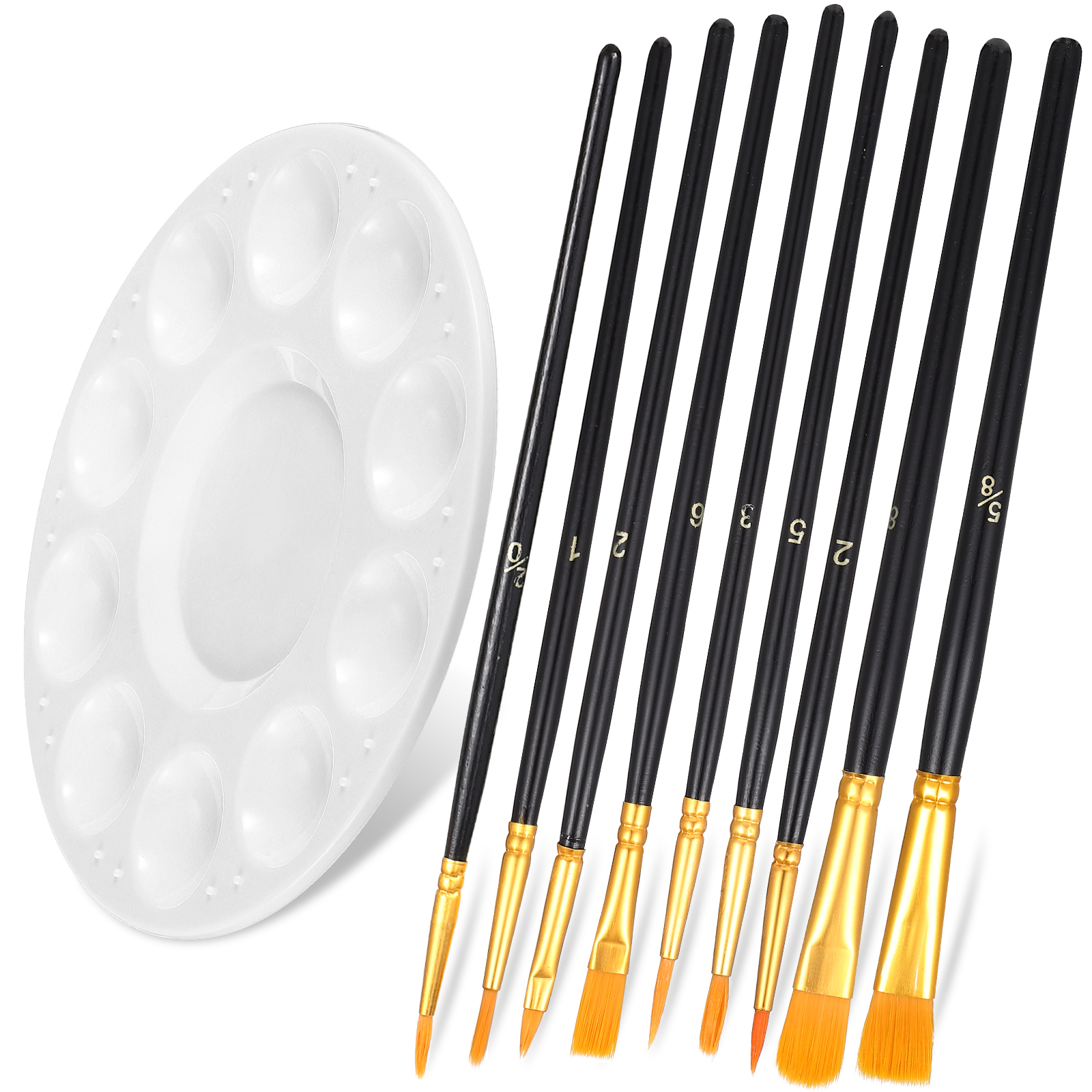HAKIDZEL Oil Painting Set Black Nylon 10Pcs 1Palette 6.7X6.7X0.4in ...