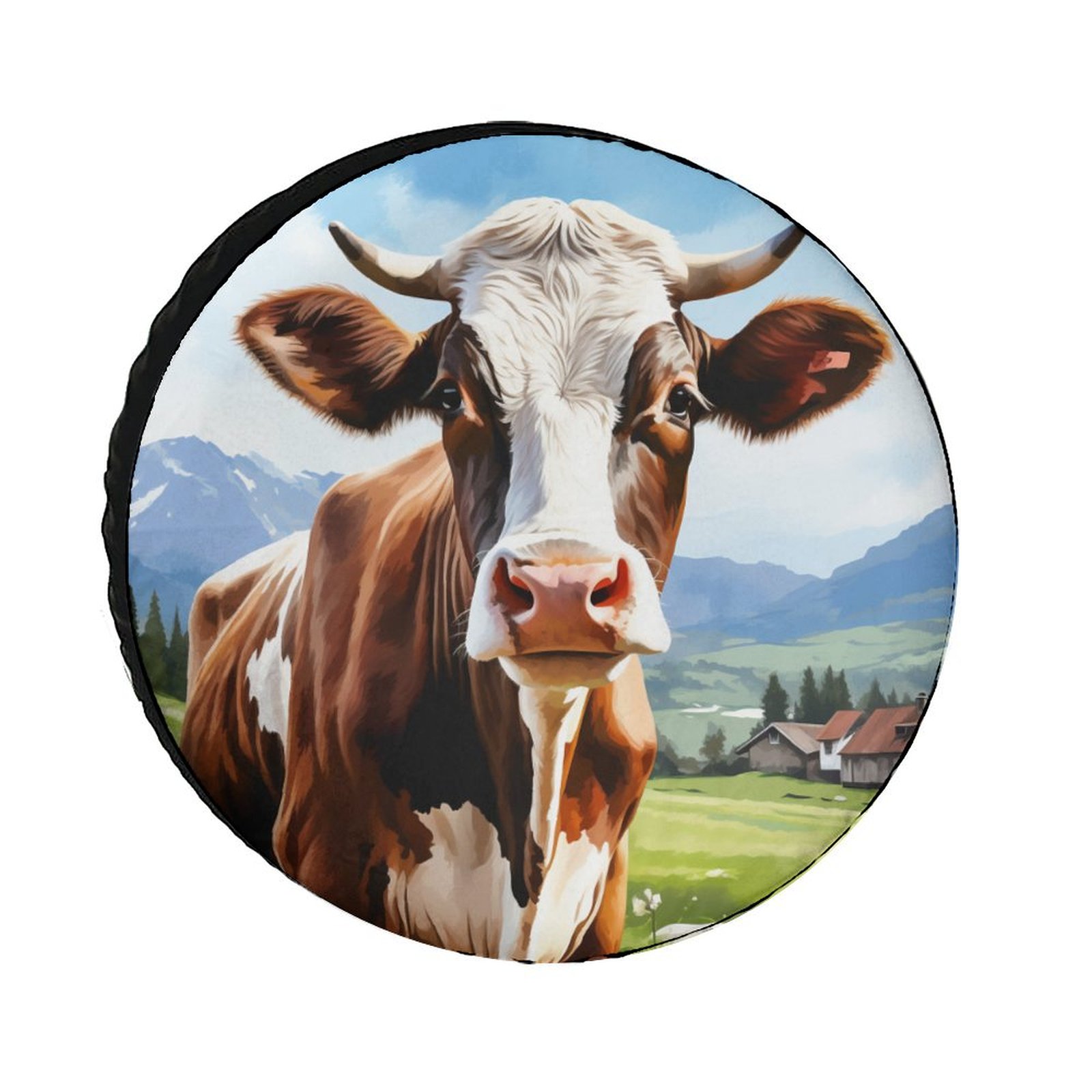 Watercolor Paintings Cow Camper Spare Tire Cover Farmhouse Cow ...