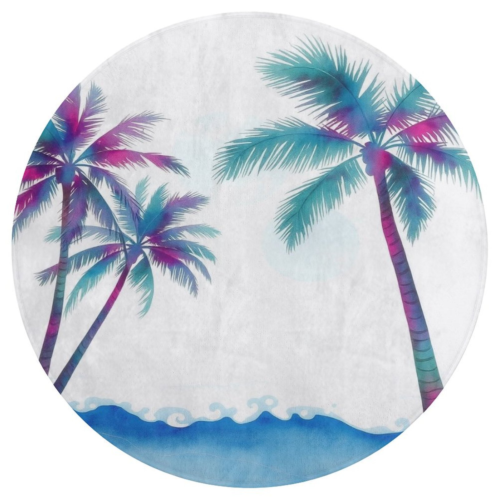 Watercolor Palm Round Area Rug Floor Carpets Washable Indoor Floor Area ...