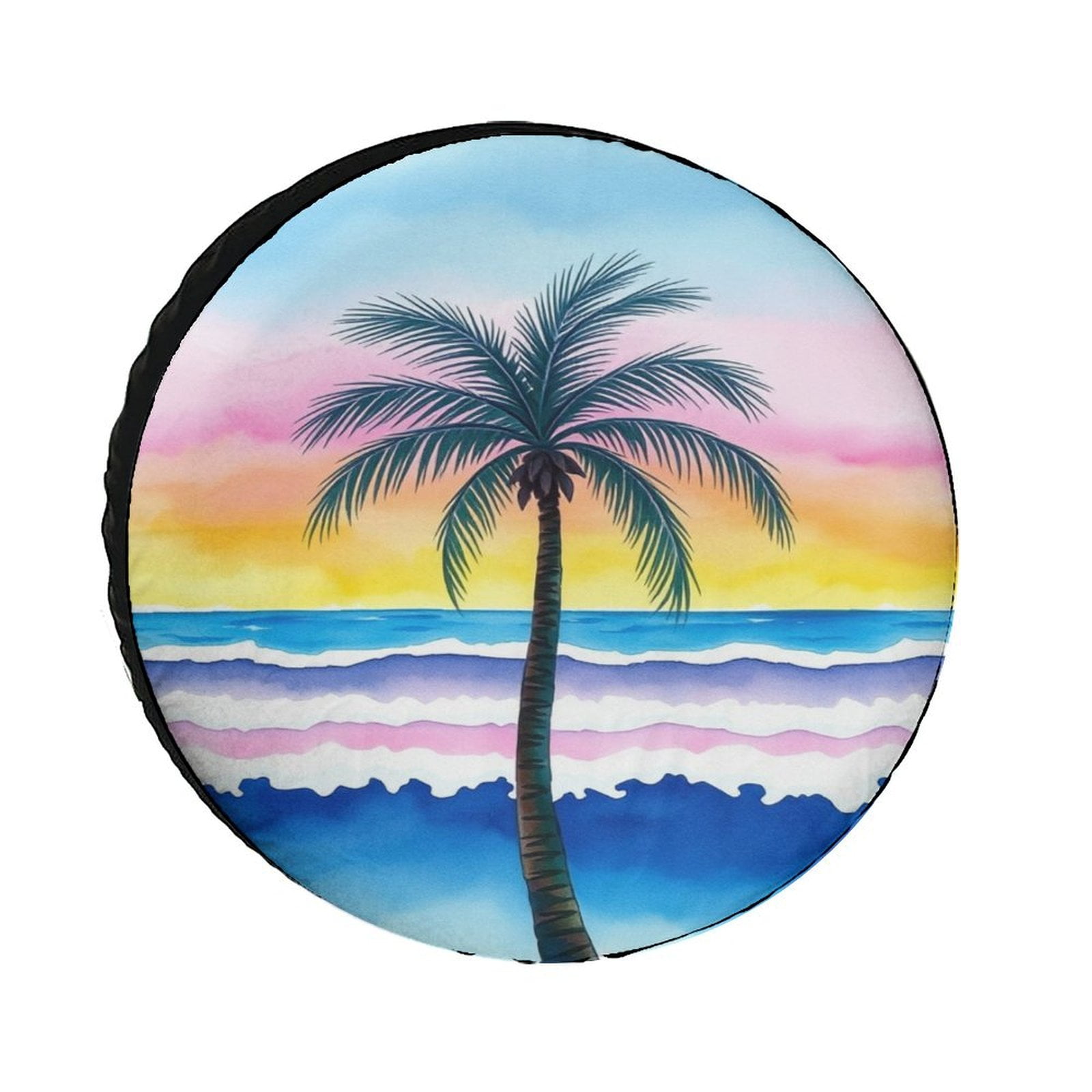 Watercolor Palm Spare Tire Cover Dust-Proof Wheel Tire Cover Fit ...