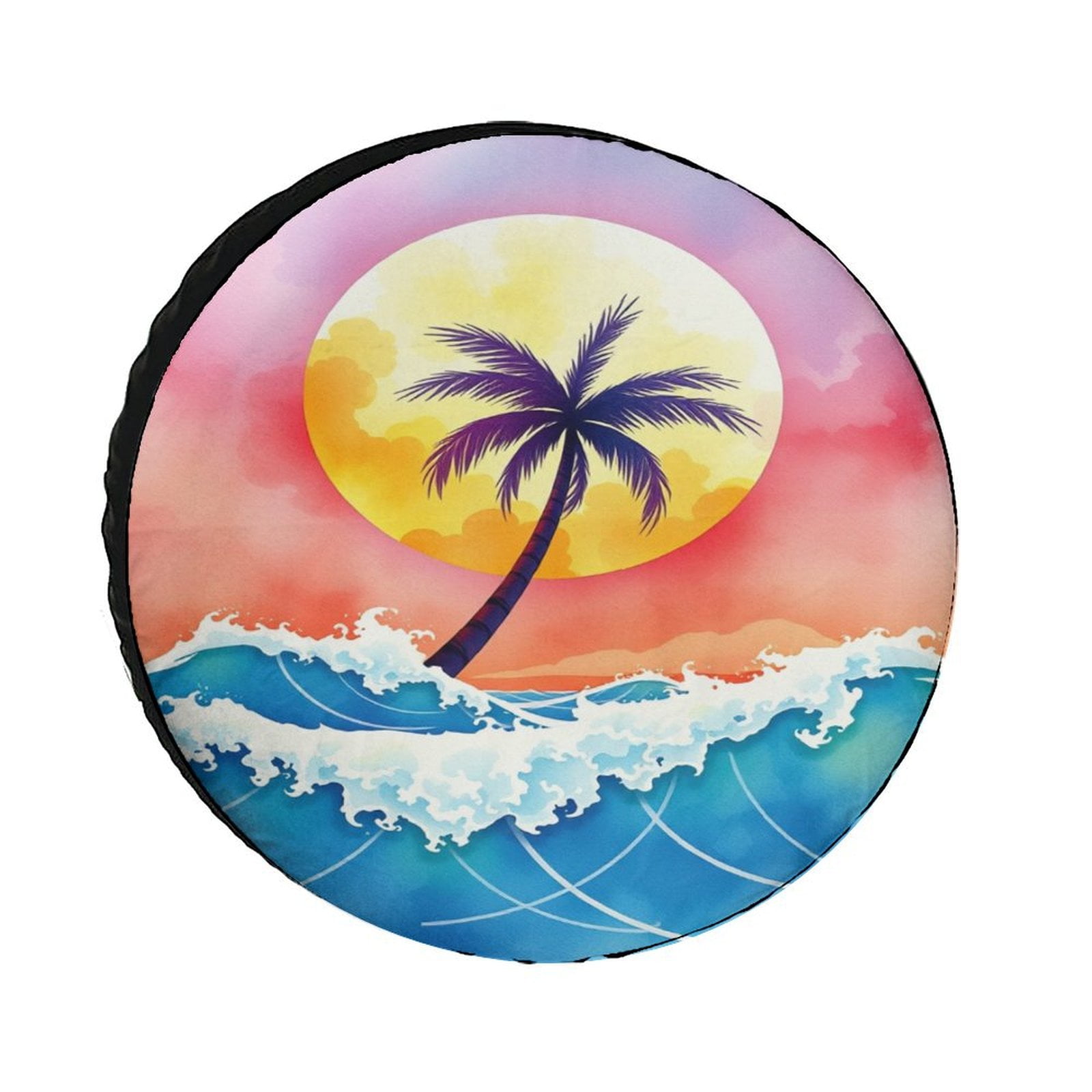 Watercolor Palm Spare Tire Cover Weatherproof Wheel Camper Protectors ...