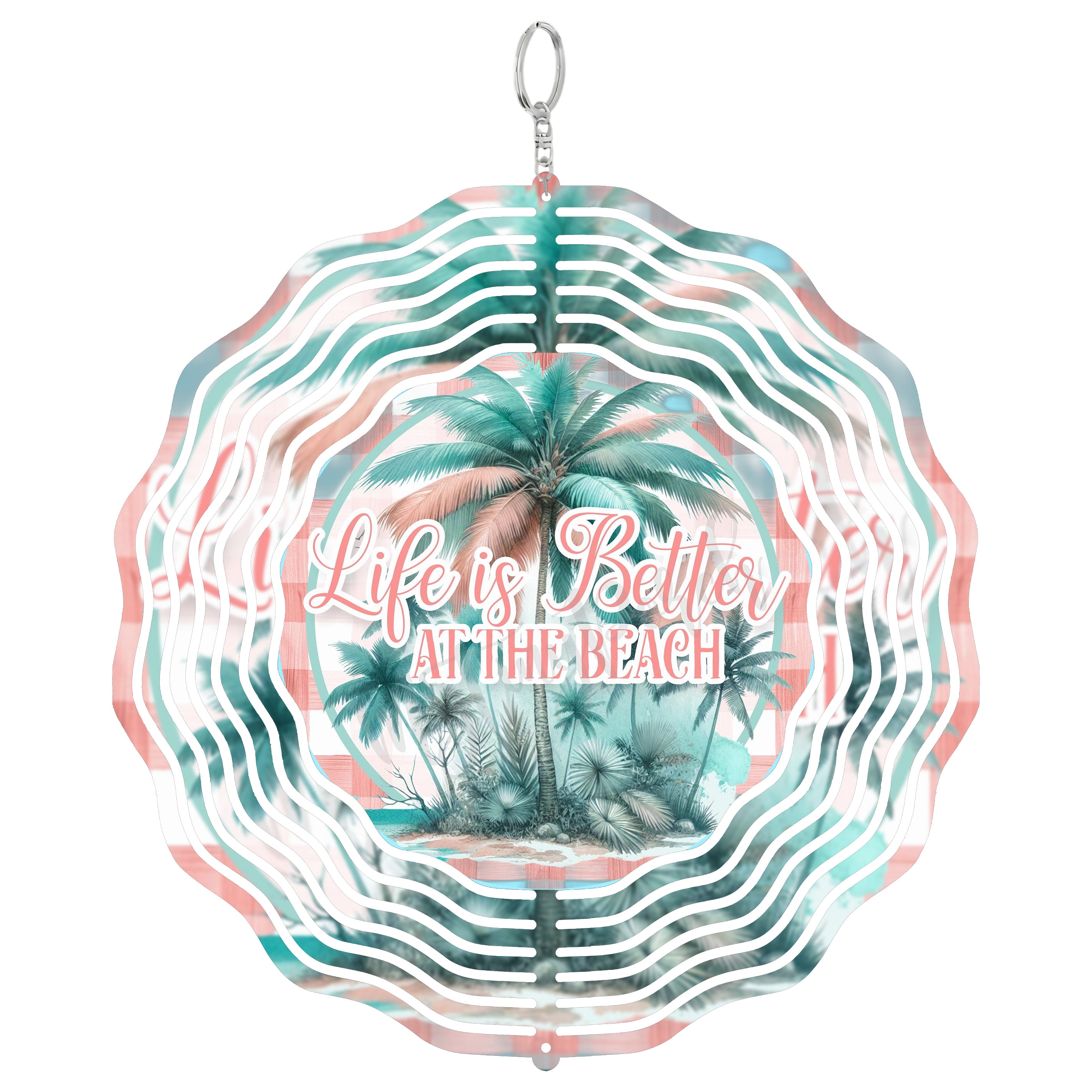 Watercolor Palm Tree Beach 3D Wind Spinner, Tropical Island Decor ...