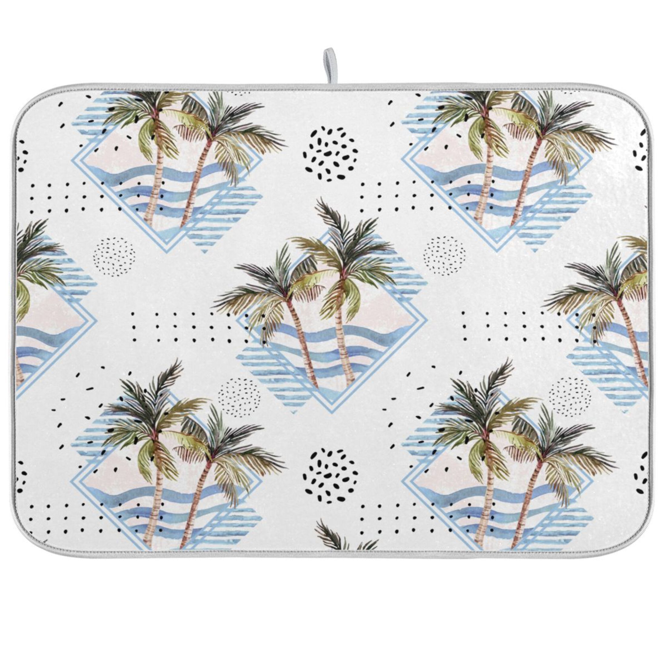 Watercolor Palm Tree with Memphis Dish Drying Mat Microfiber Kitchen ...