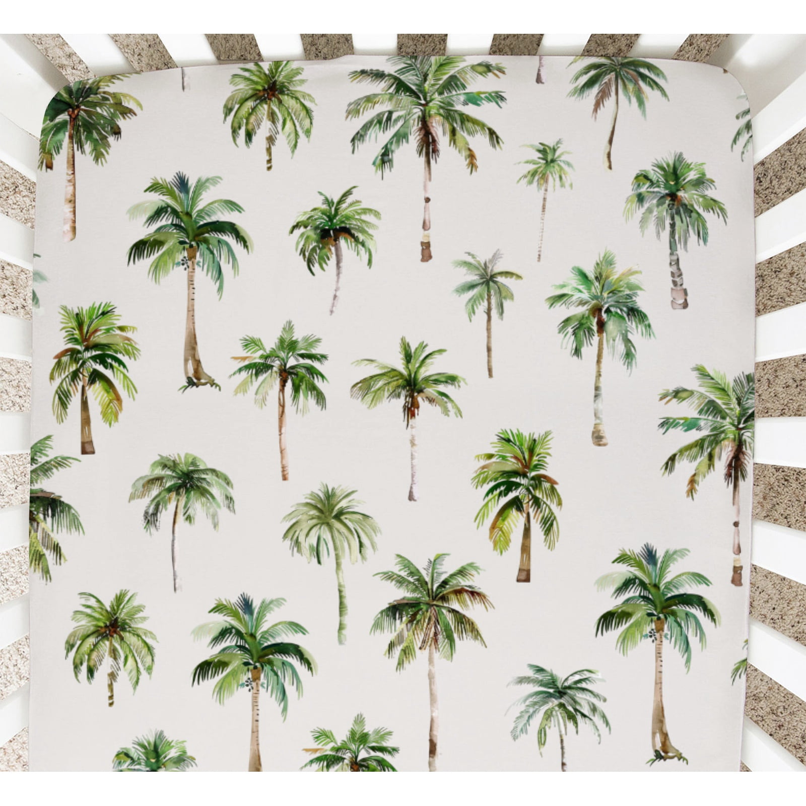 Watercolor Palm Trees Baby Crib Sheets for Boy Girl Summer Tropical ...