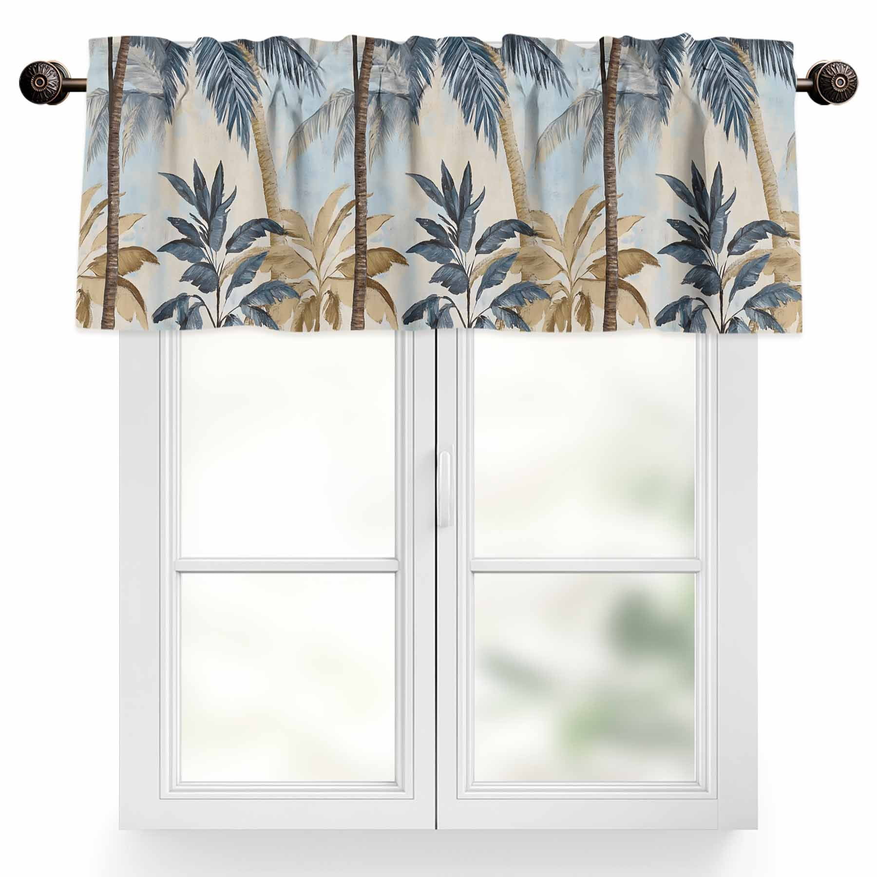 Watercolor Palm Trees Valances for Windows, 60 x 18in, Vintage Tree ...