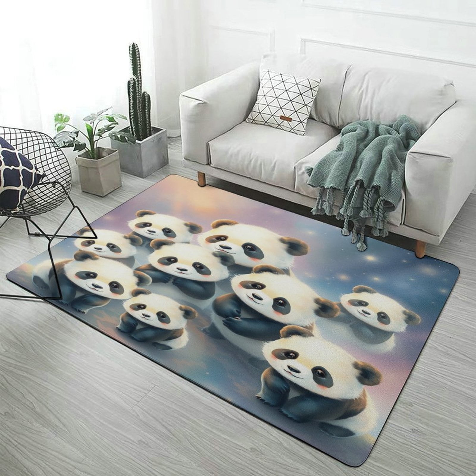 Watercolor Panda Carpet Area Rug Room Living Room Bedroom Large Rug ...