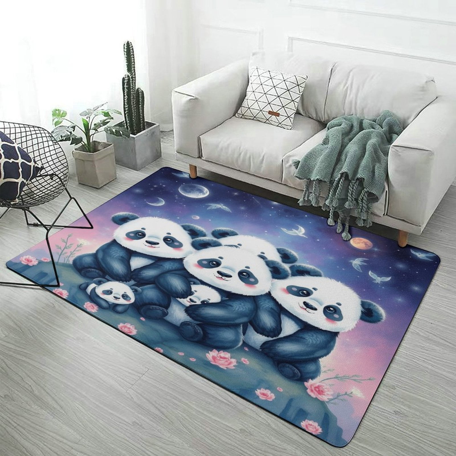 Watercolor Panda Carpet Large Size Living Room American Style Rugs ...