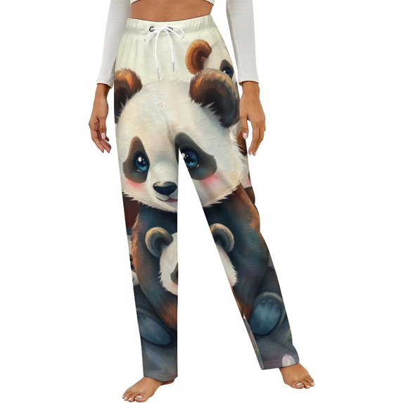 Watercolor Panda Flannel Pajama Pants Home Pants Home Sleepwear ...