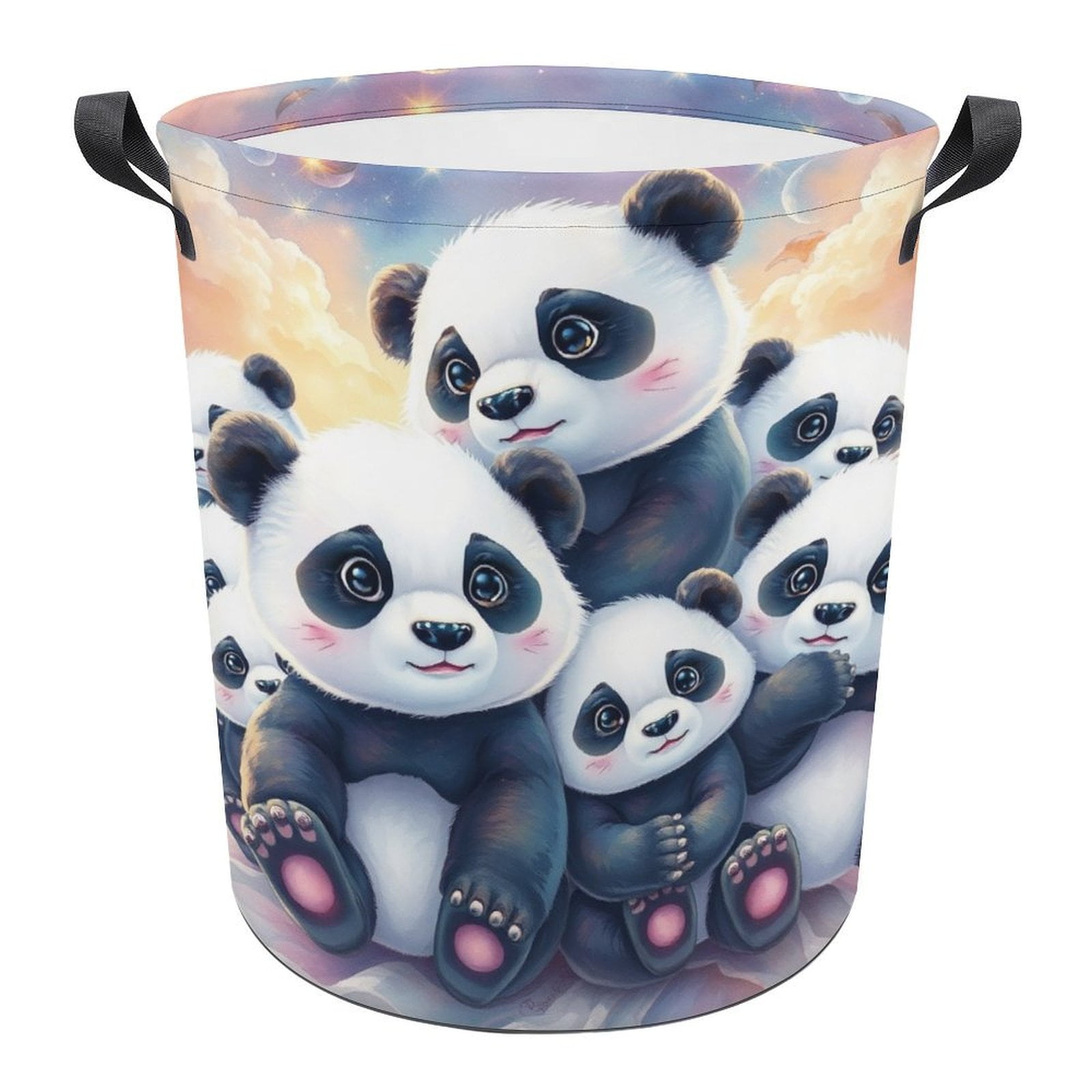Watercolor Panda Laundry Basket Foldable Physical Culture Clothes ...