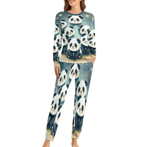 Watercolor Panda Pajamas Woman Long Sleeves Cute Pajama Sets Two Piece ...