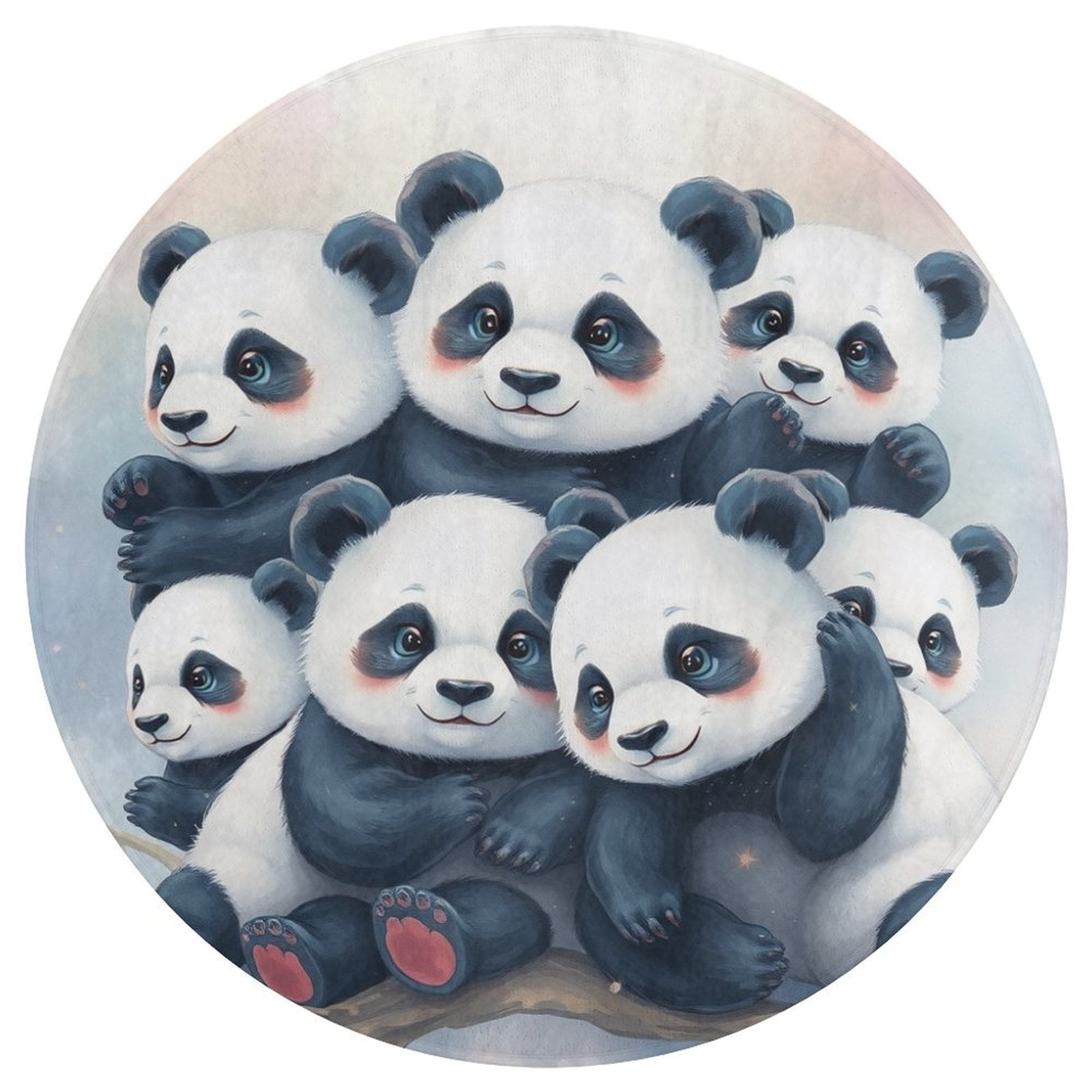 Watercolor Panda Round Area Rug Floor Carpets Washable Indoor Floor ...
