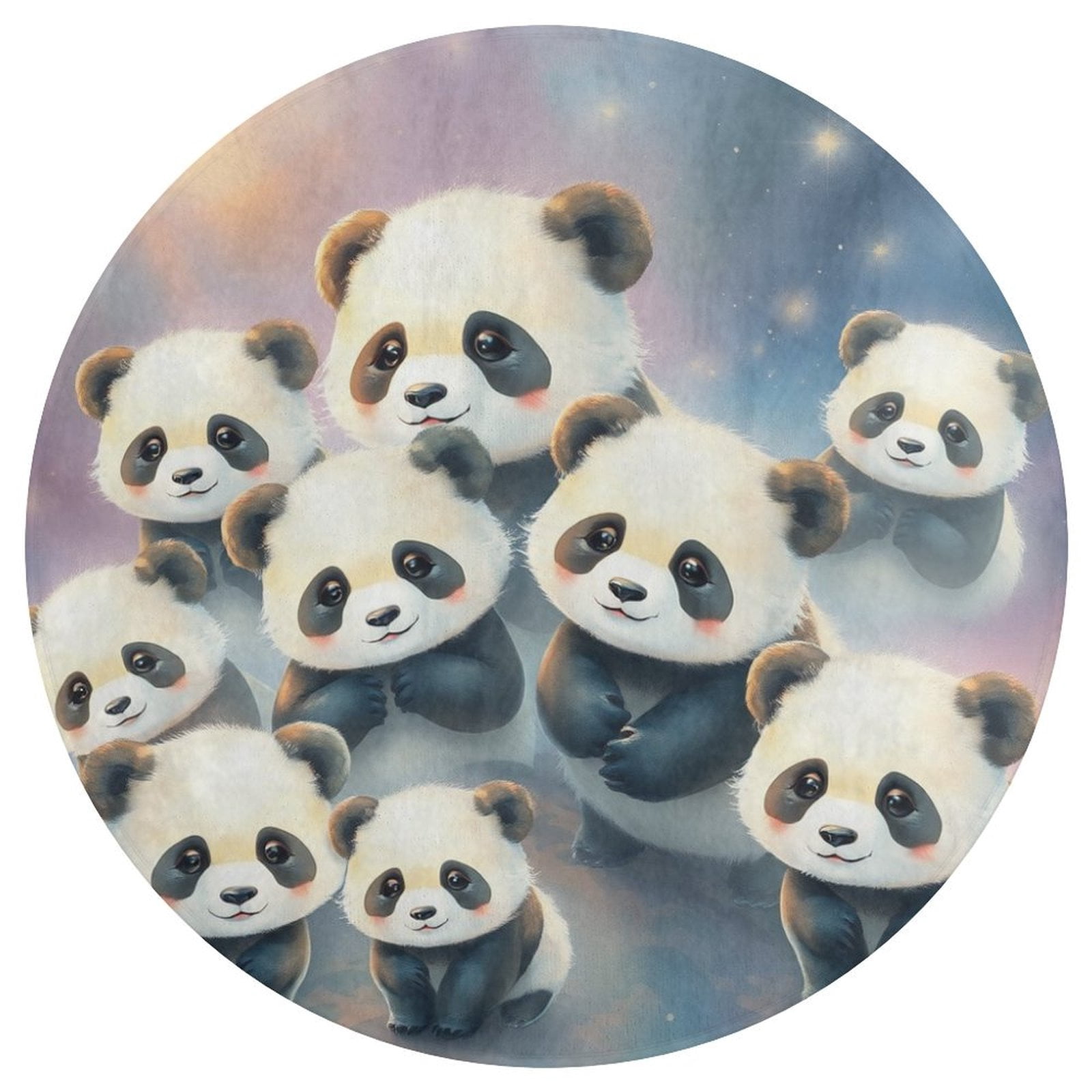 Watercolor Panda Round Area Rug Floor Carpets Washable Indoor Floor ...