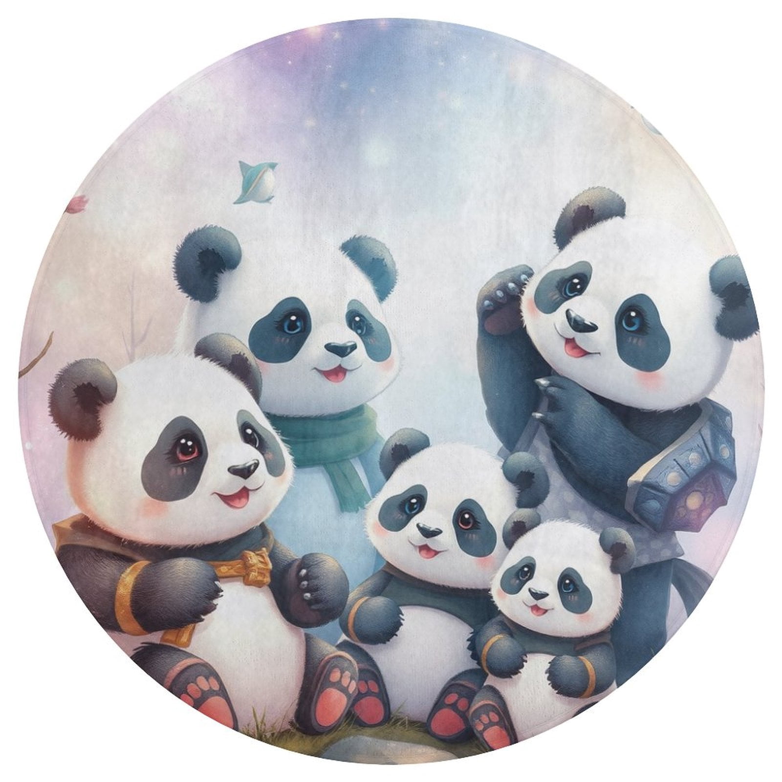 Watercolor Panda Round Area Rug Floor Carpets Washable Indoor Floor ...