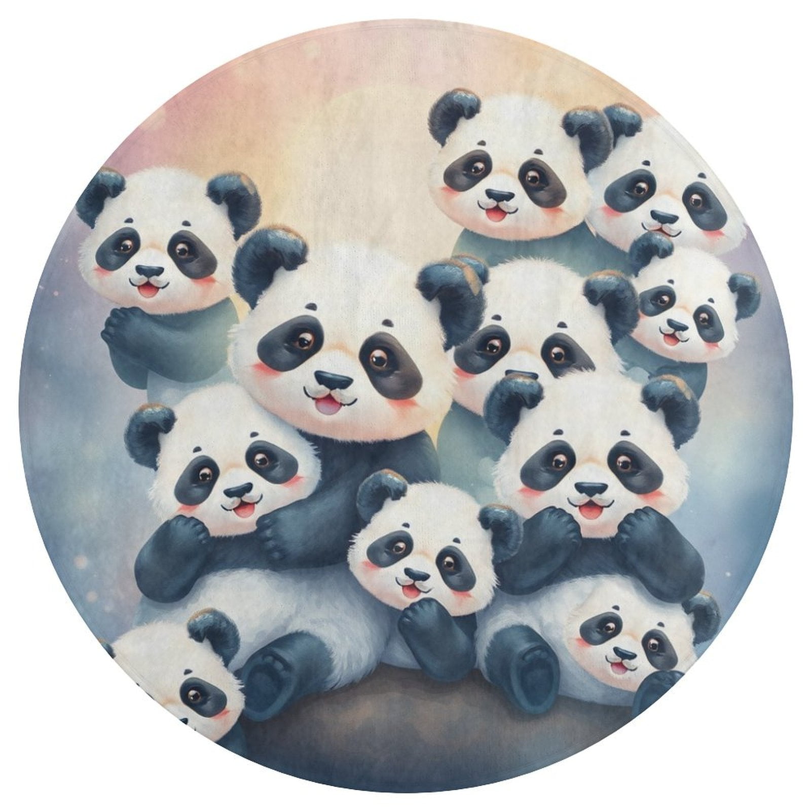 Watercolor Panda Round Area Rug Soft Sofa Nursery Carpet Floor Mat Non ...
