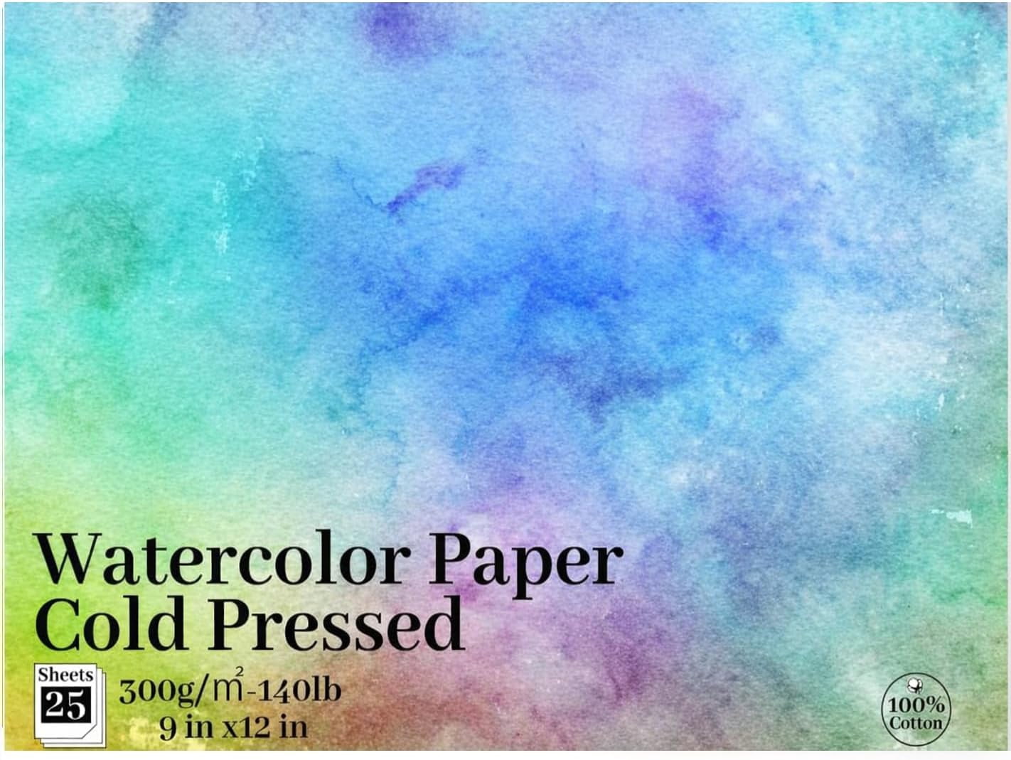 Watercolor Paper 9x12 Inch-100% Cotton Watercolor Pad,25 Sheets,300gsm ...