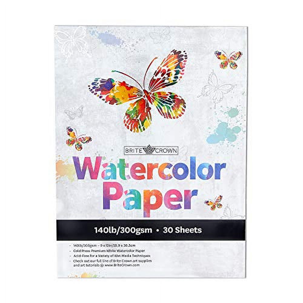 Watercolor Paper Pad - 140lb/300gsm - Bright White 30 Sheets (9x12 ...