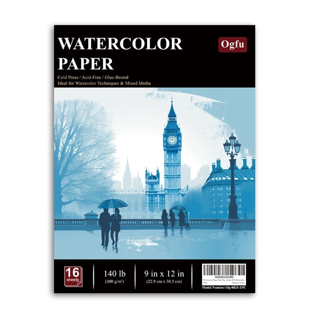 Watercolor Paper Pad, Watercolor MMF7 Pad 9x12”, 300 GSM/ 140 lb ...