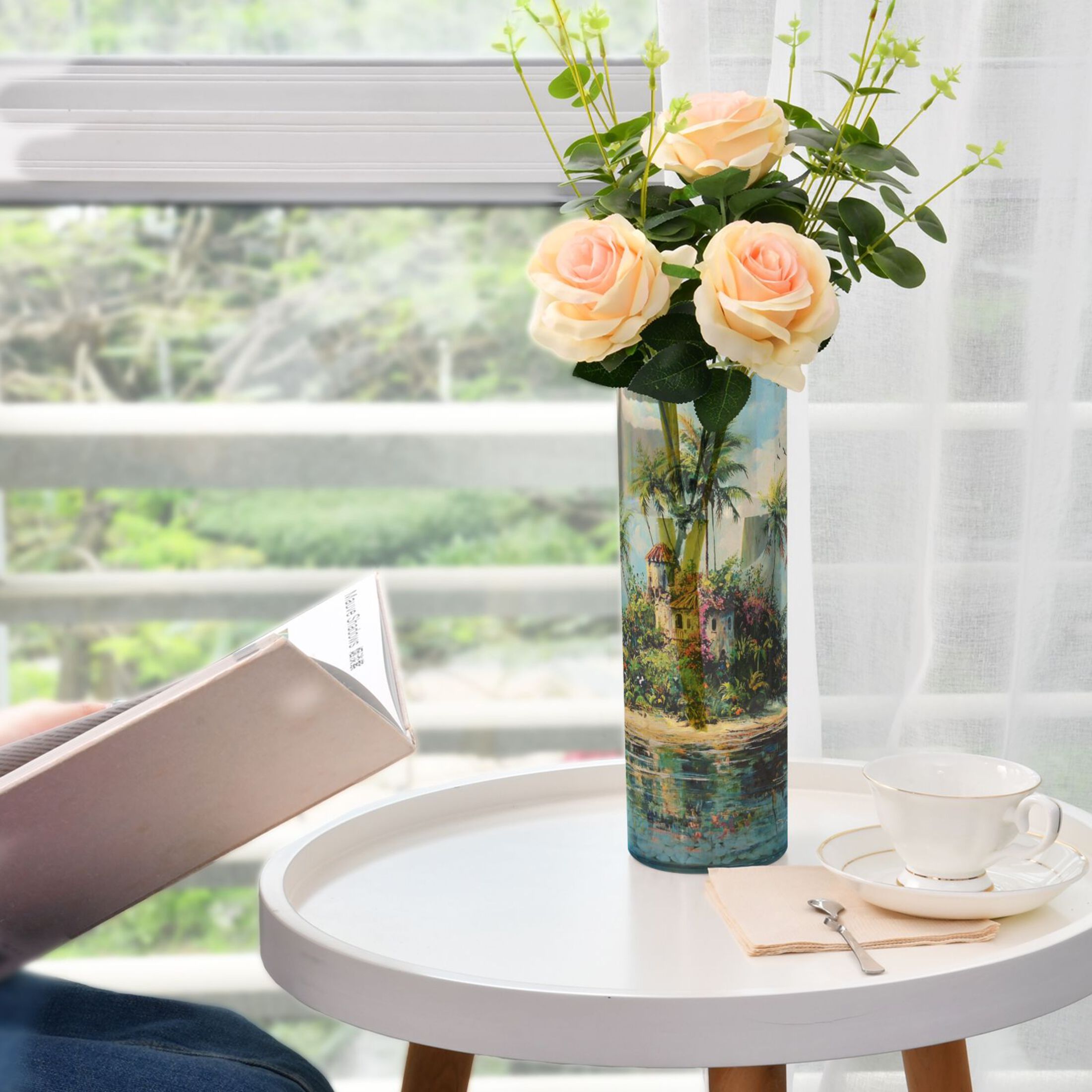 Watercolor Paradise Island Flower Vase Decorative Vases for Flowers ...